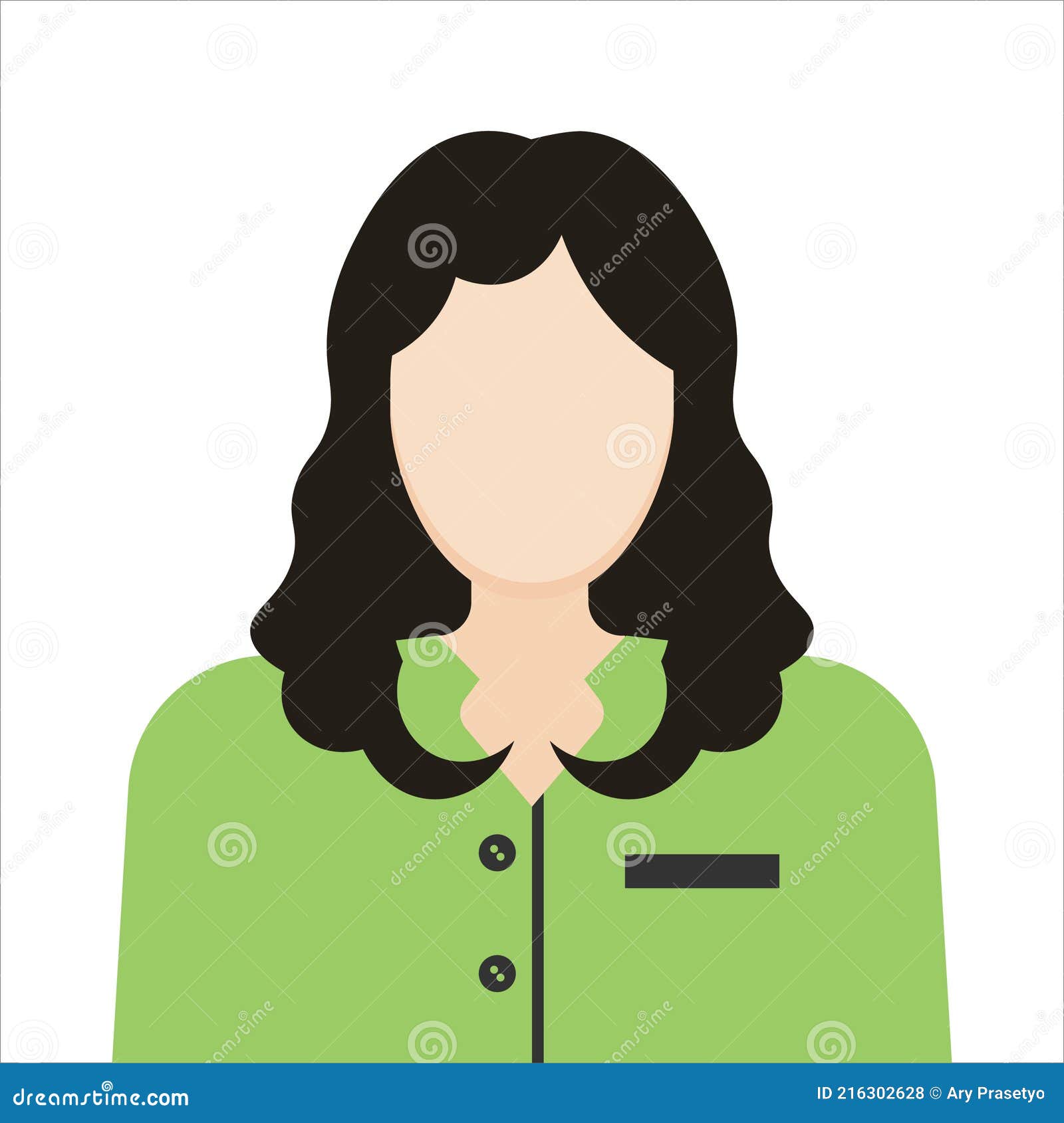 Faceless Female Worker with Wavy Hair Stock Vector - Illustration of ...