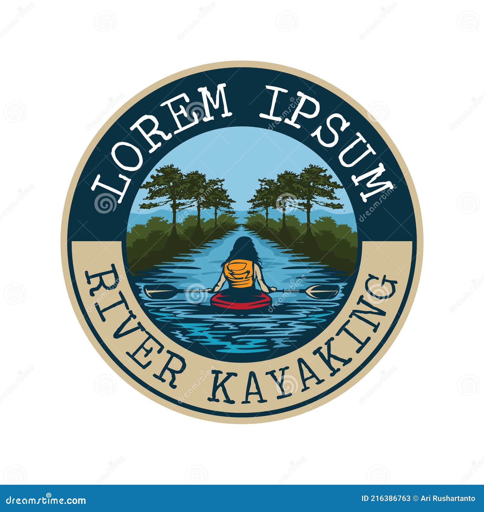 River Kayaking Sport Adventure Logo Stock Illustration - Illustration ...