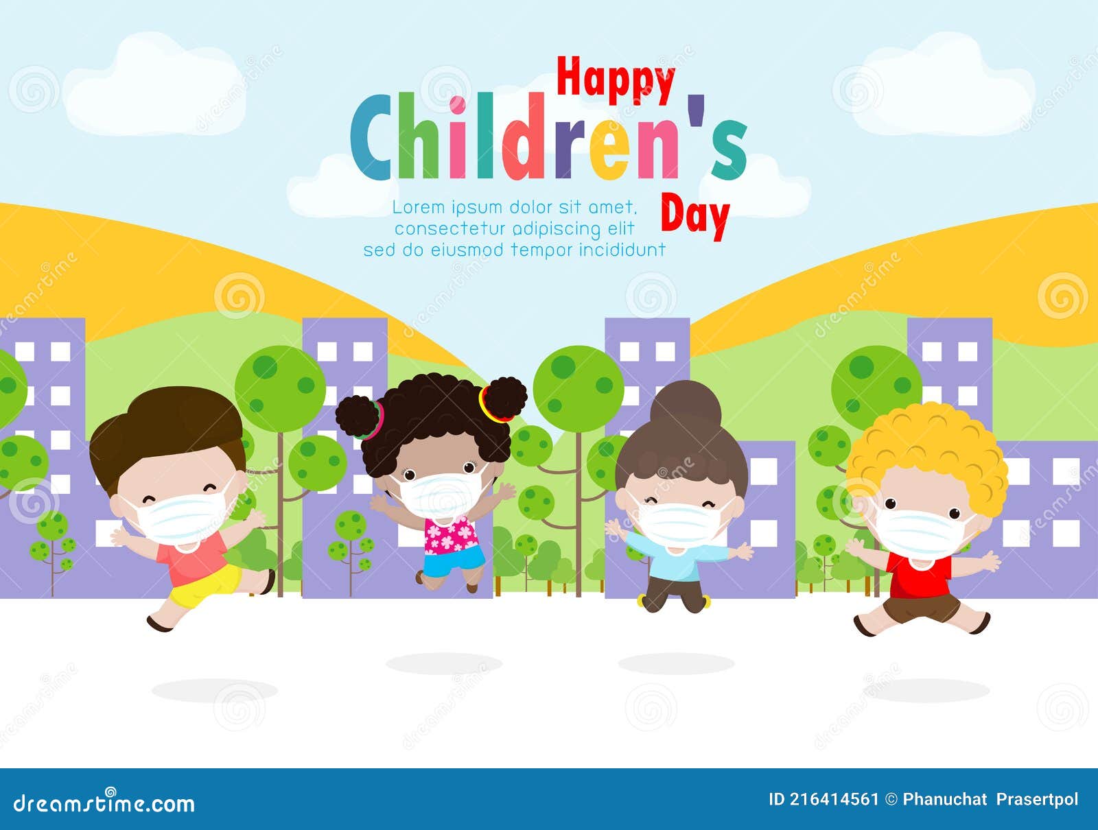 Happy Children Day for New Normal Lifestyle Concept Template for ...
