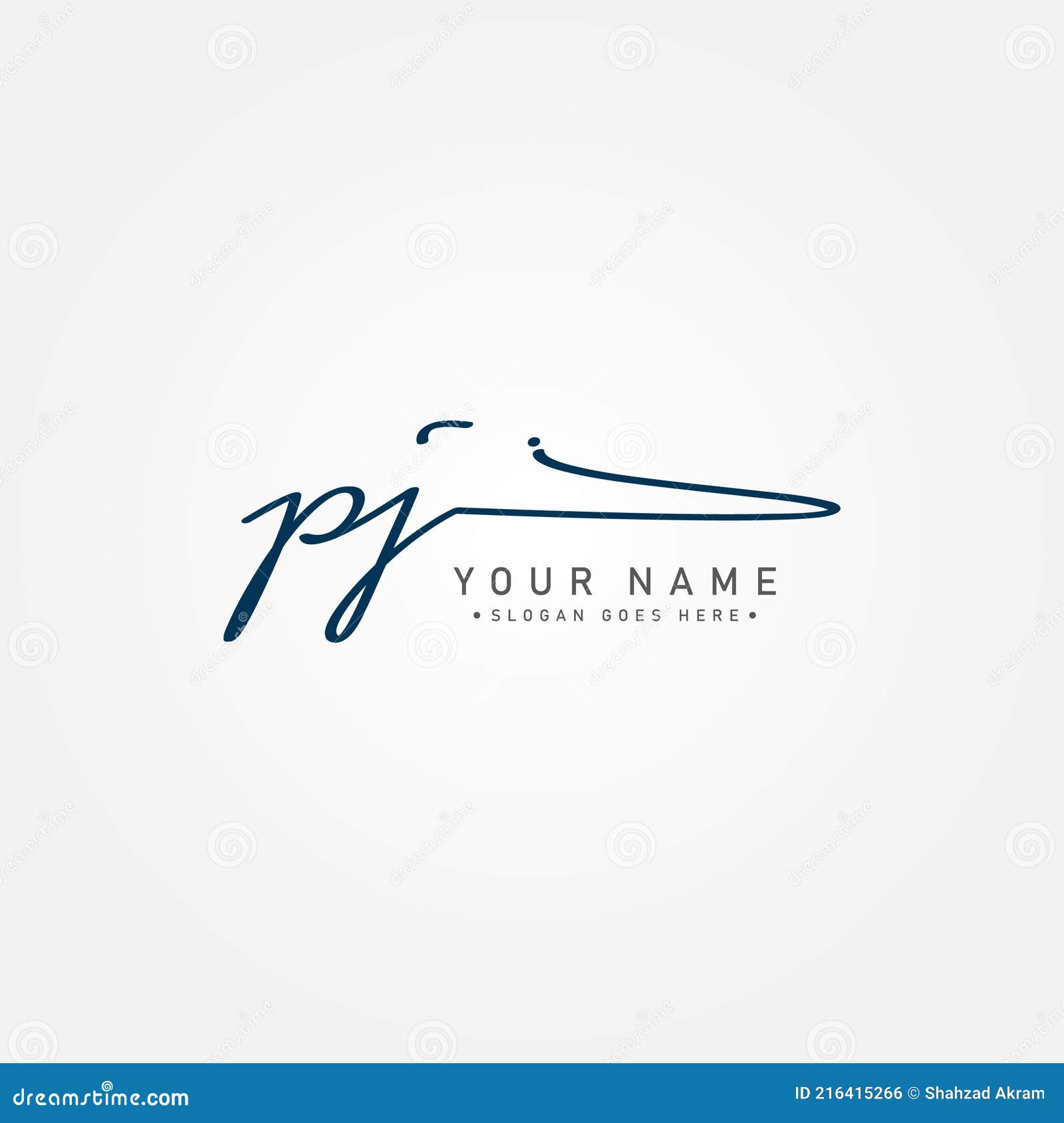 Initial Letter PJ Logo - Handwritten Signature Style Logo Stock Vector ...
