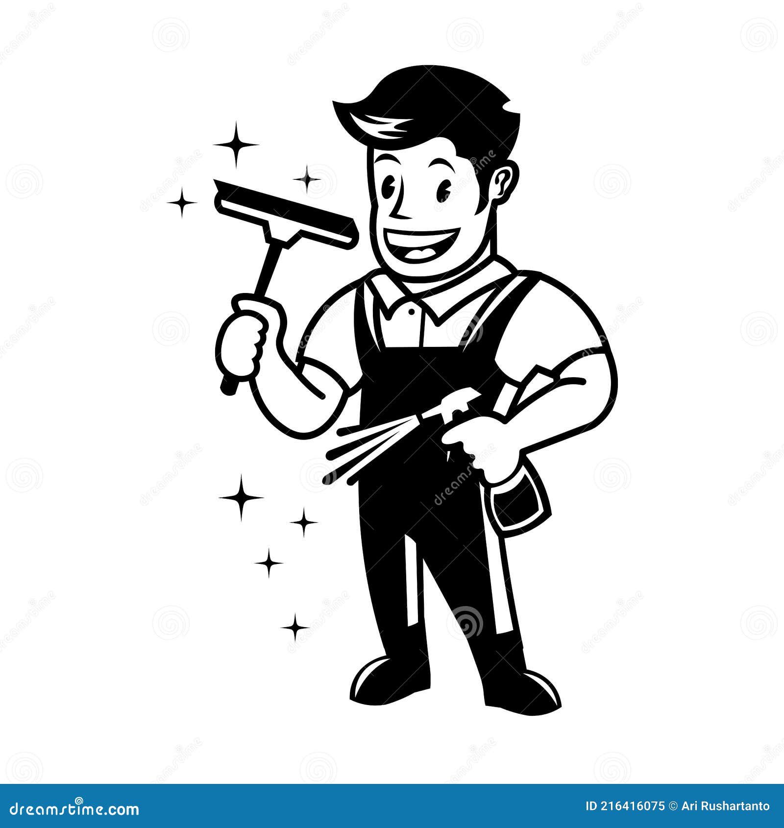 Cleaning Man Character Mascot Logo Stock Vector - Illustration of logo ...