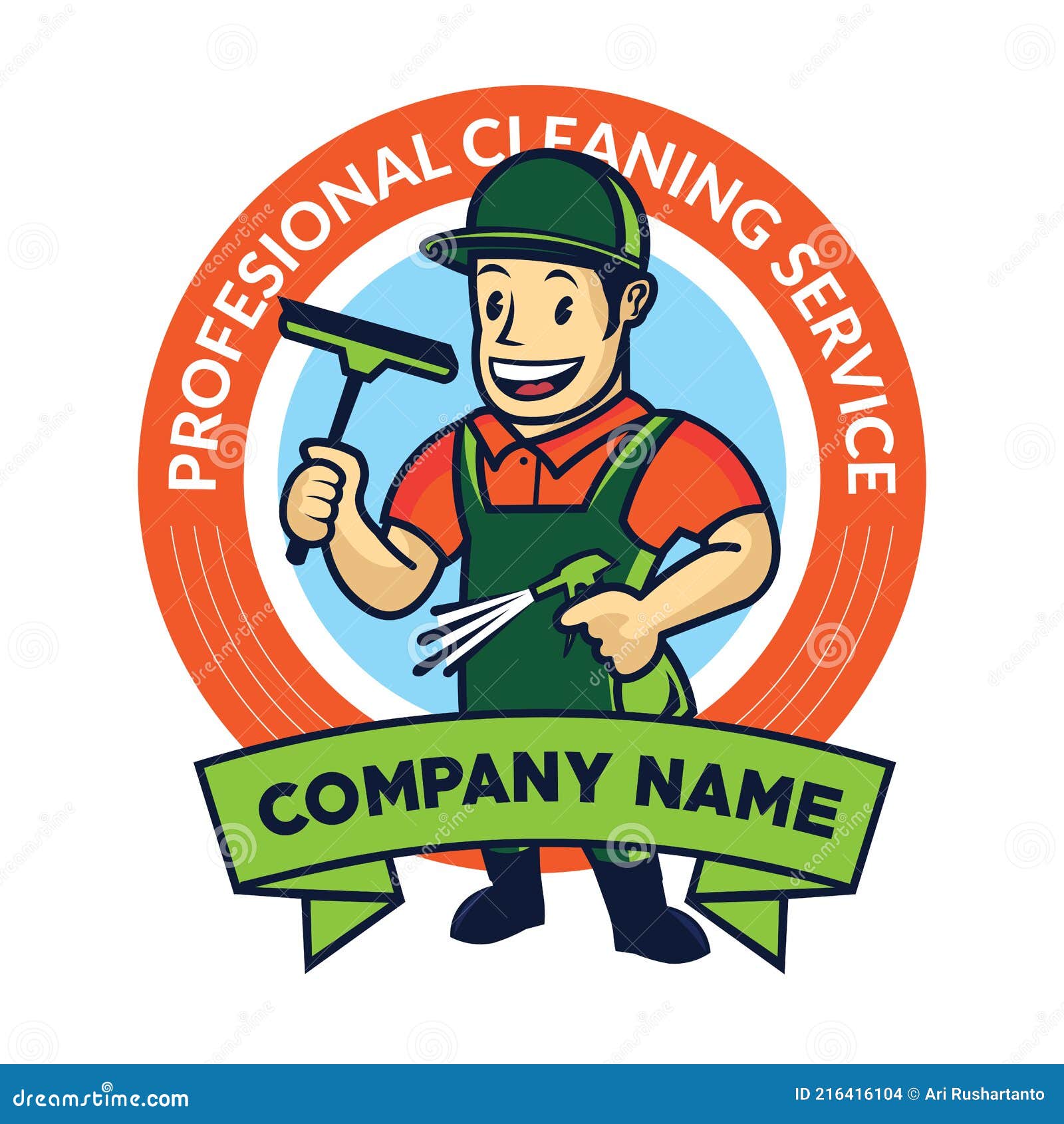 Cleaning Man Character Mascot Logo Stock Vector - Illustration of icon ...