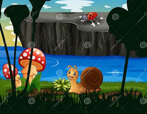 Cartoon of Insect Living in the River Stock Vector - Illustration of ...