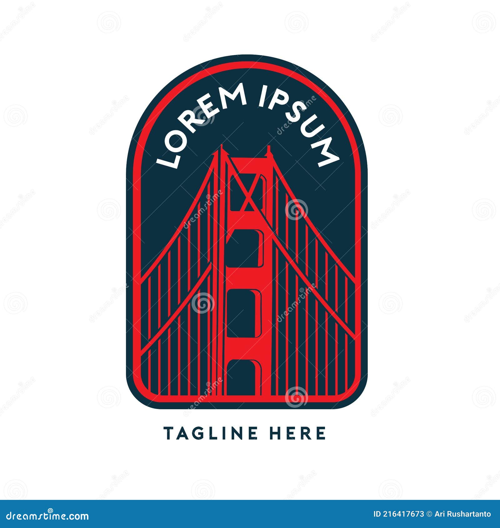 Red Bridge Logo Design in Modern and Line Drawn Style Stock Vector ...