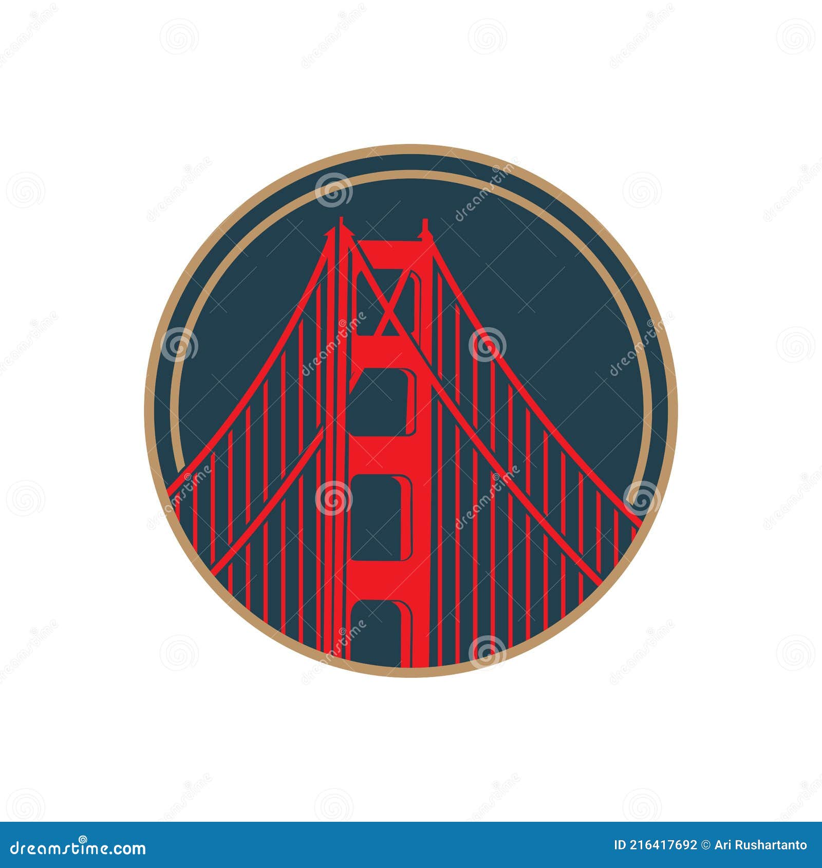 Red Bridge Logo Design in Modern and Line Drawn Style Stock Vector ...