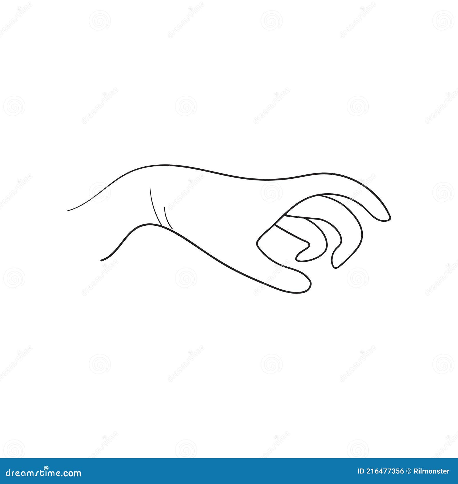 Hand Fingers Vector Illustration Outline Stock Vector - Illustration of ...