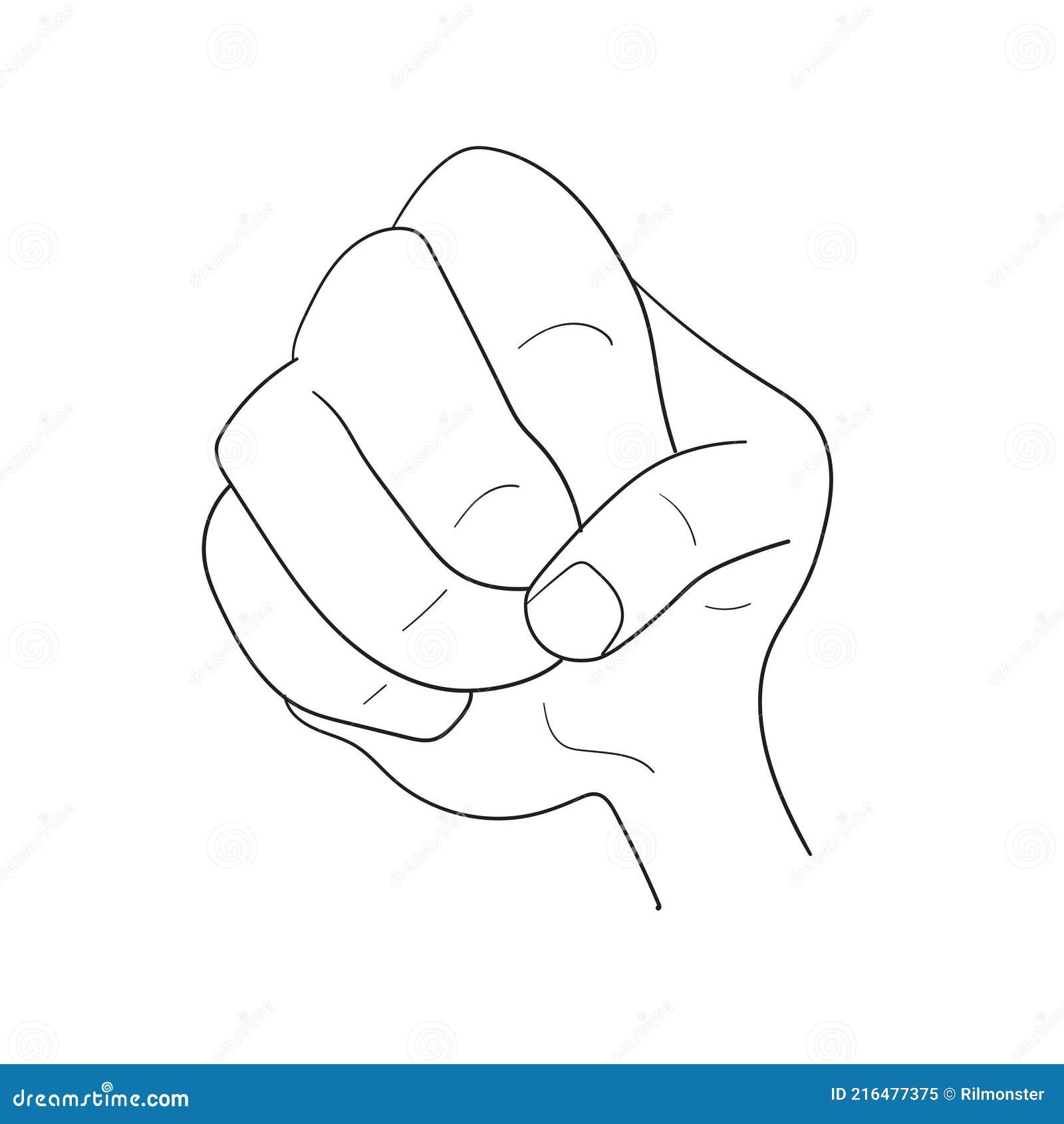 Fist Hand Vector Outline Illustration Stock Vector - Illustration of ...