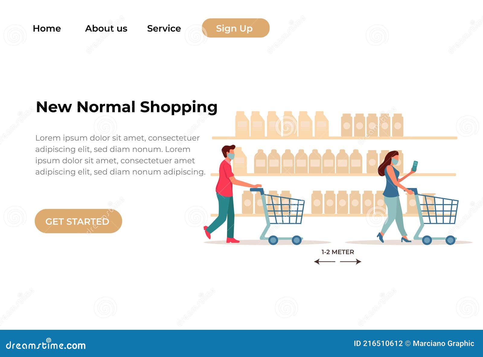 Unique Modern Flat Design Concept of New Normal Shopping for Website ...