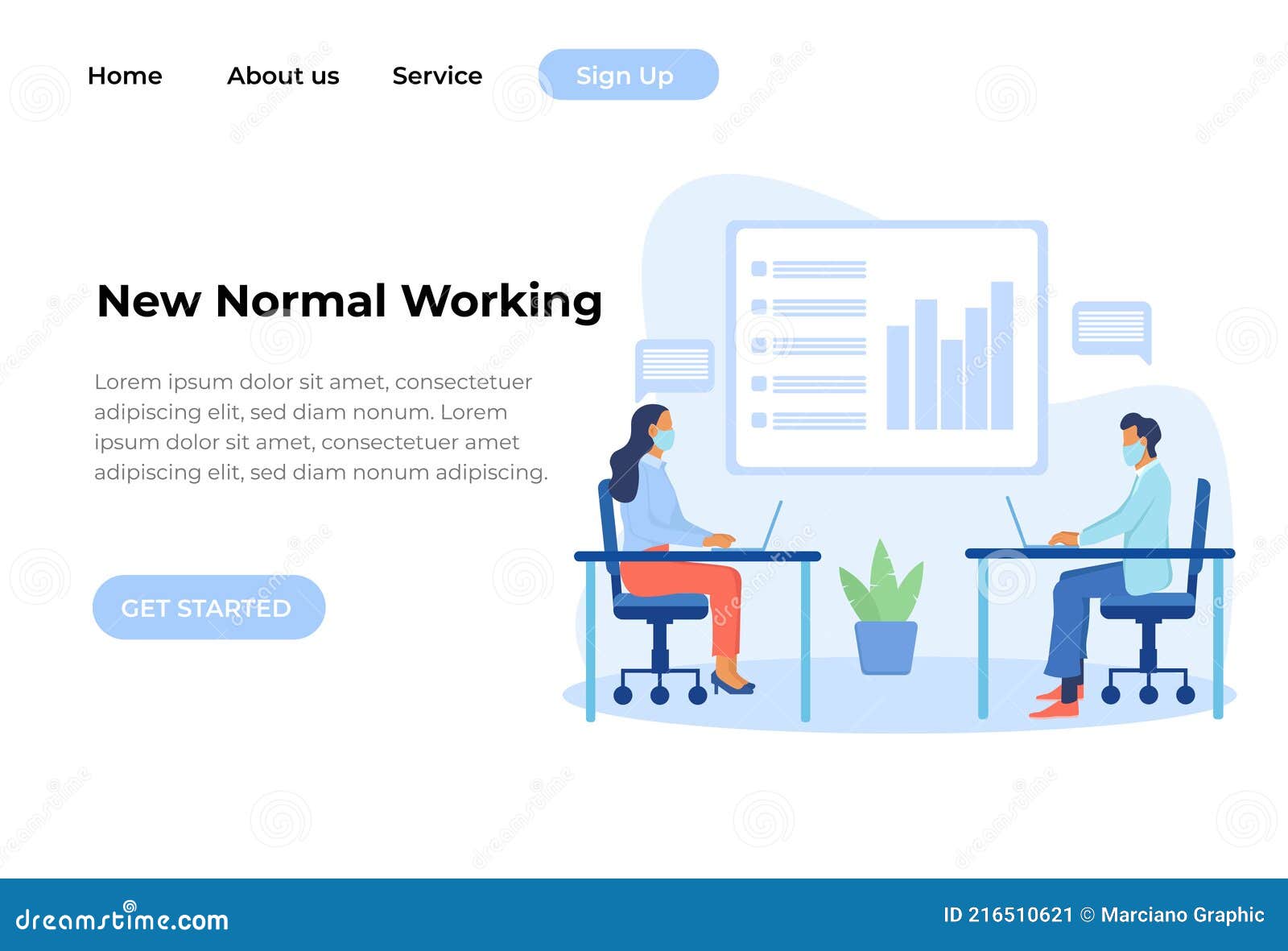 Unique Modern Flat Design Concept of New Normal Working for Website and ...