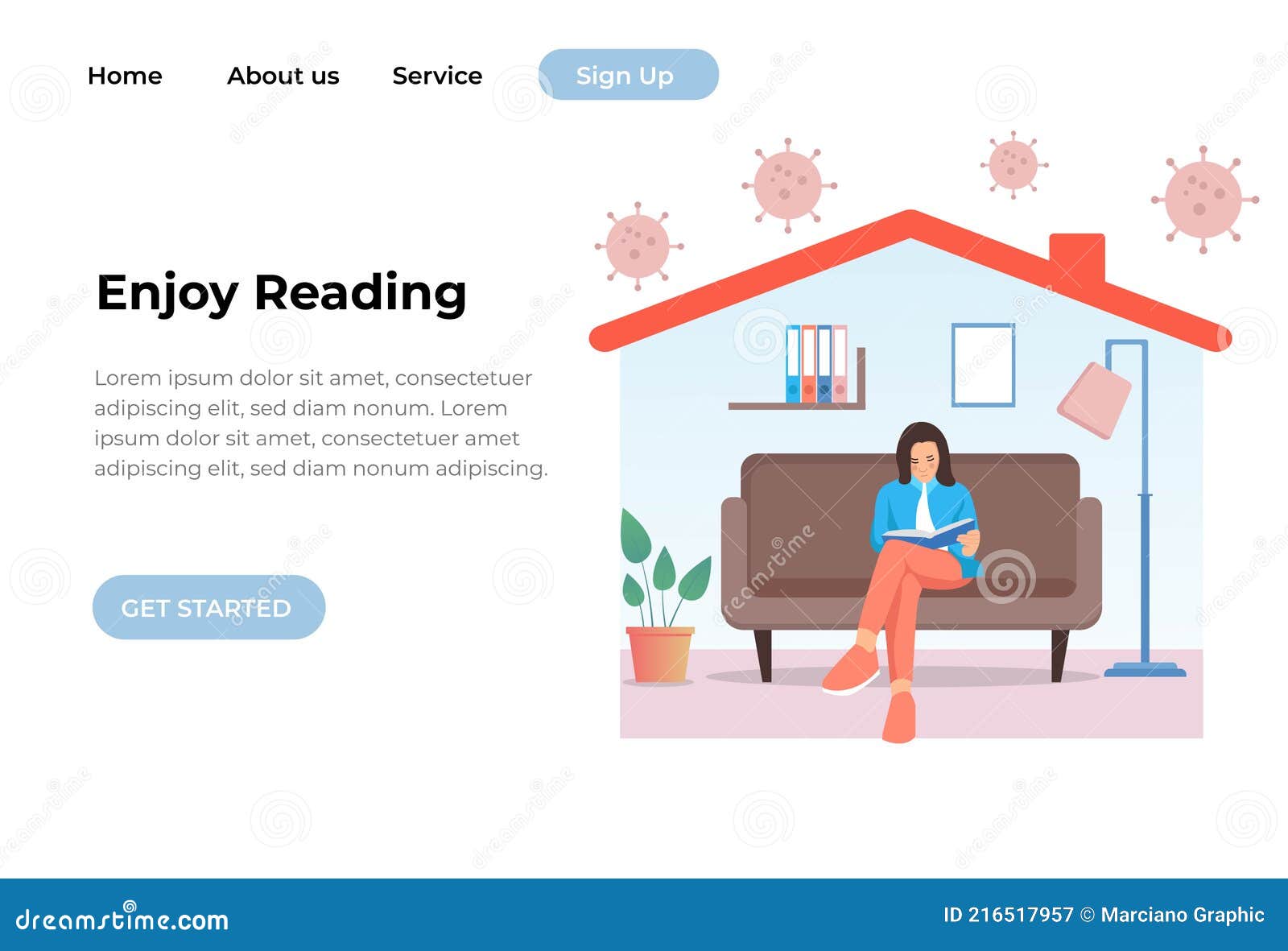 Unique Modern Flat Design Concept of Reading a Book for Website and ...