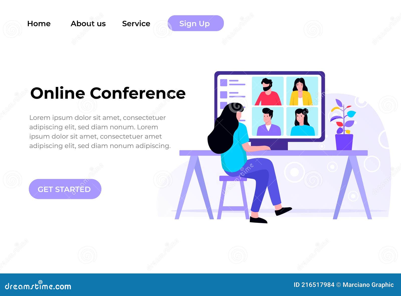 Unique Modern Flat Design Concept of Online Conference for Website and ...