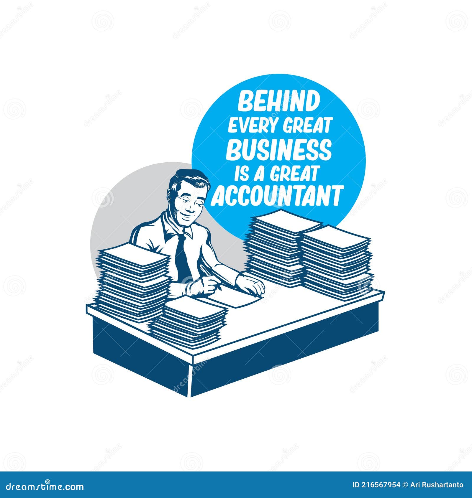 Accountant Worker in Retro Style Vector Illustration Stock Vector ...