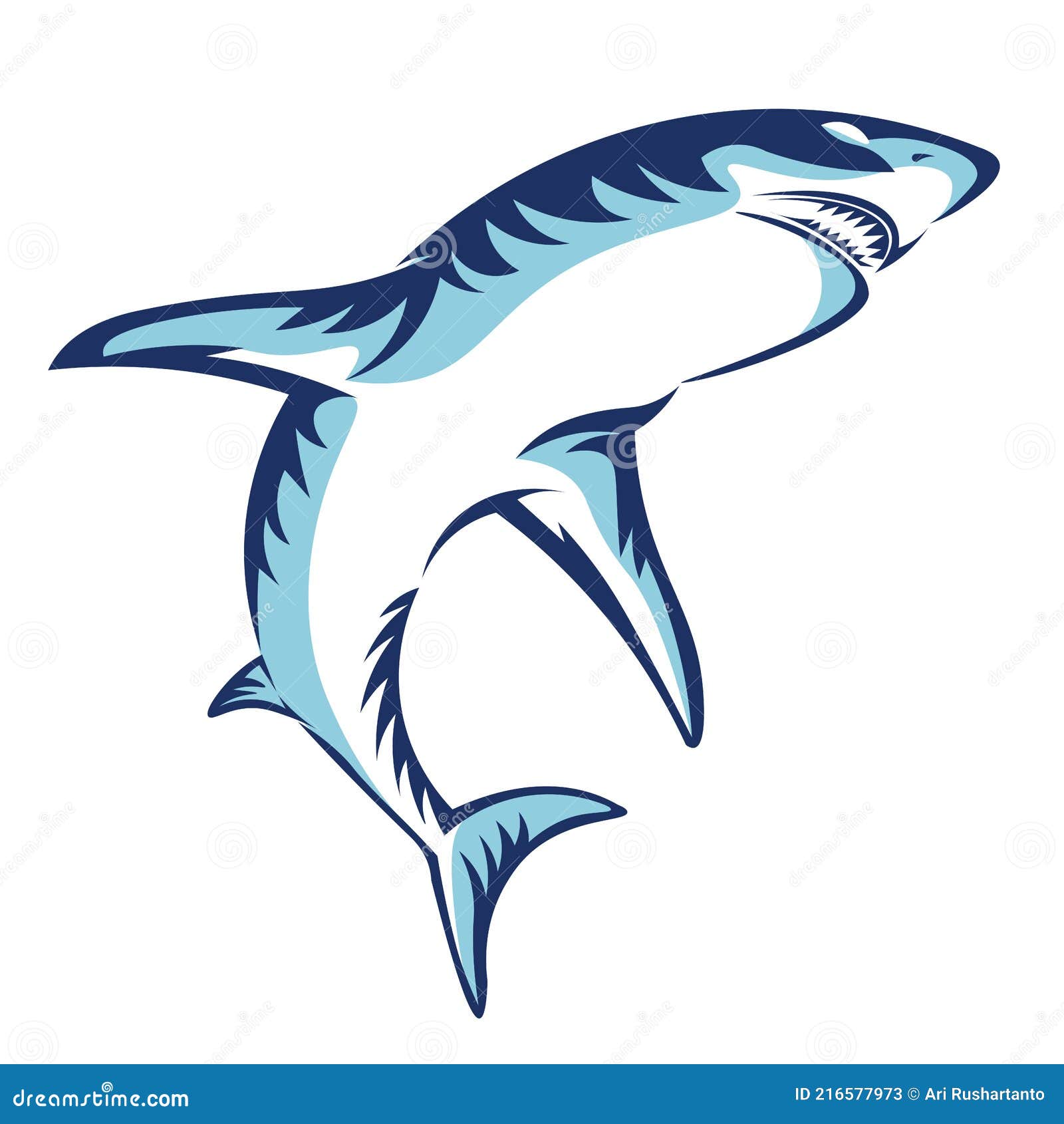 Blue Shark Logo Design in Woodcut Style Stock Vector - Illustration of ...