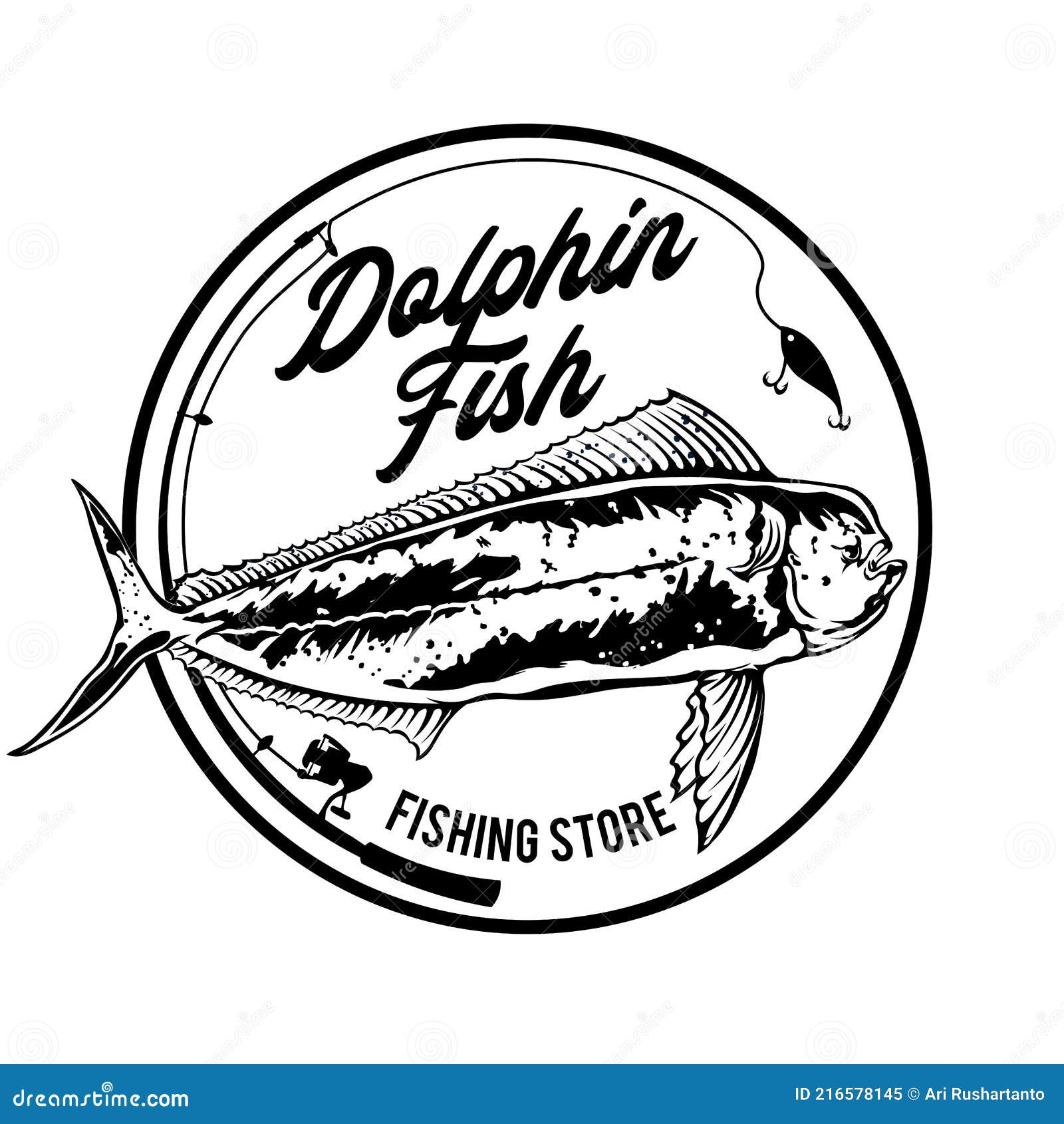 Dolphin Fish Logo Design in Hand Drawn Style Stock Vector ...