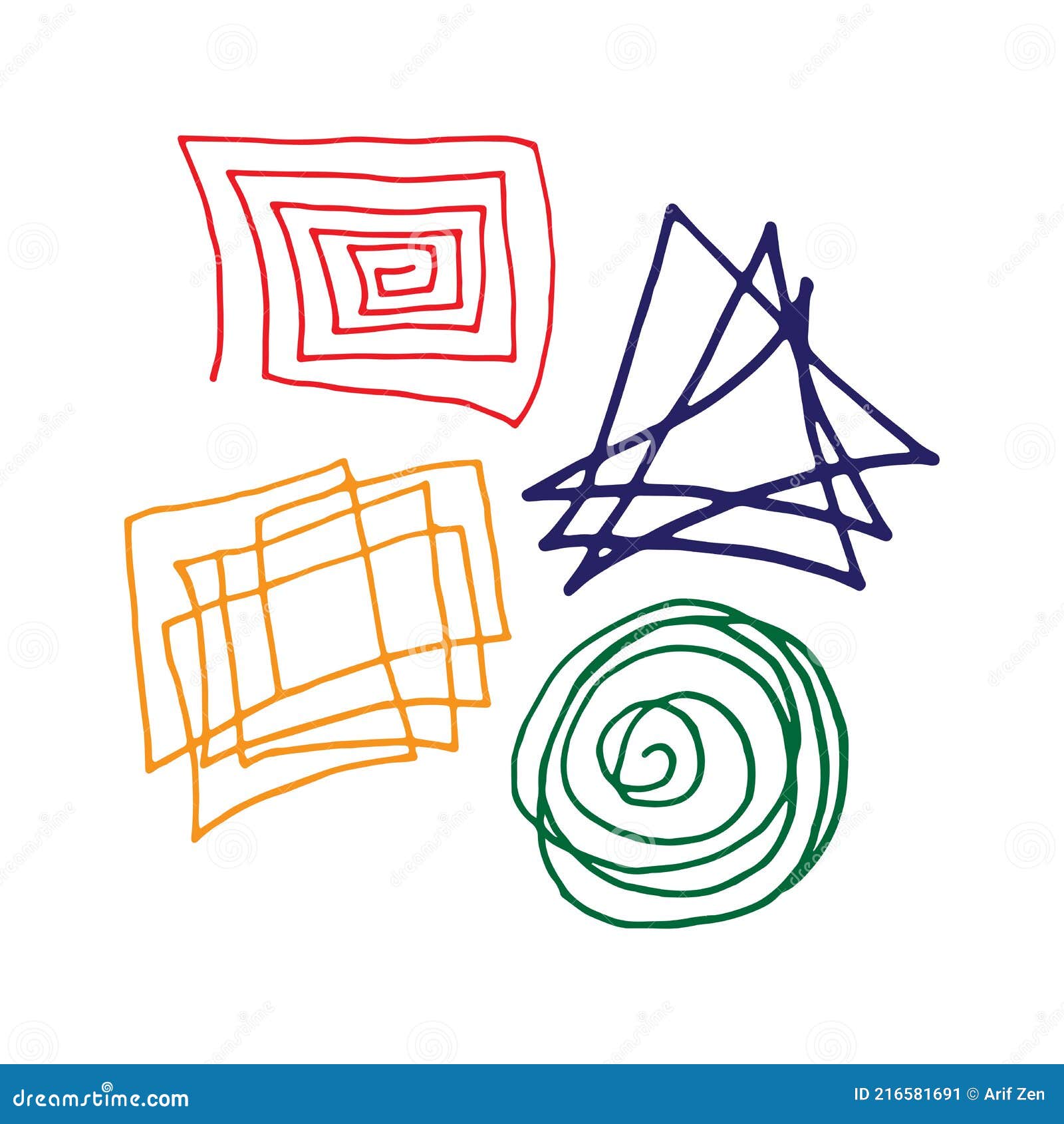 Collection of Abstract Pattern Isolated on White Background. Rectangle ...