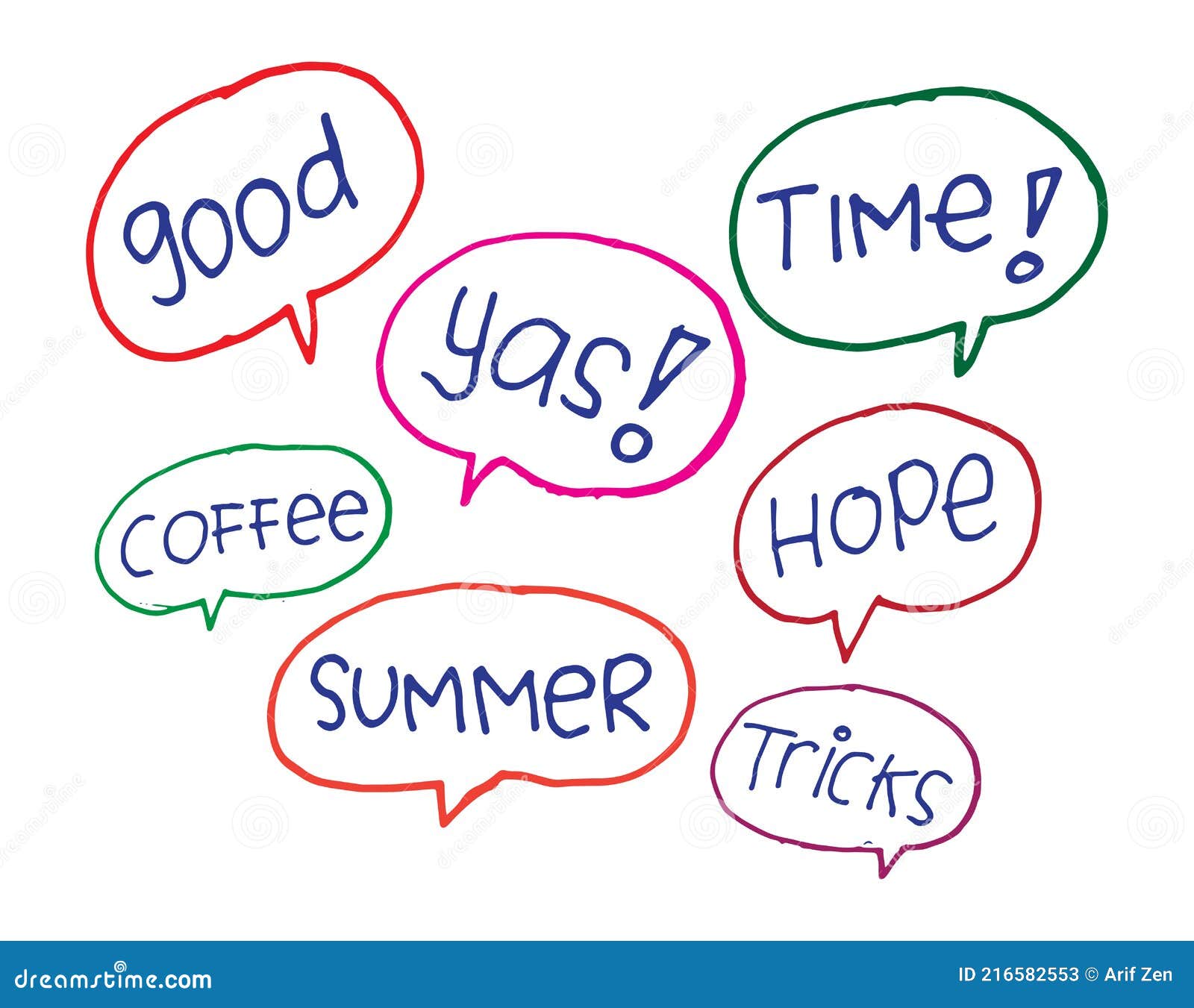 Set of Speech Bubble with Text Isolated on White Background. Hand Drawn ...