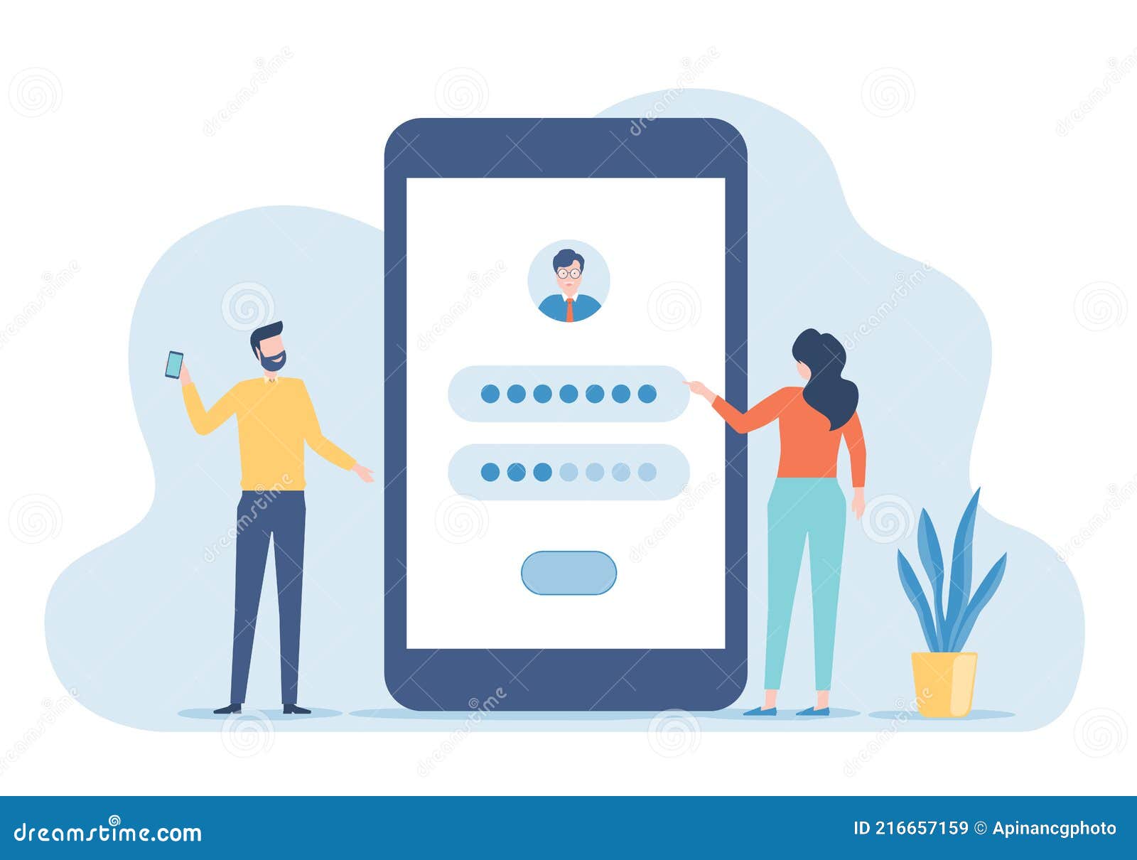 Flat Vector Developer Team Setting for User Login Application with ...