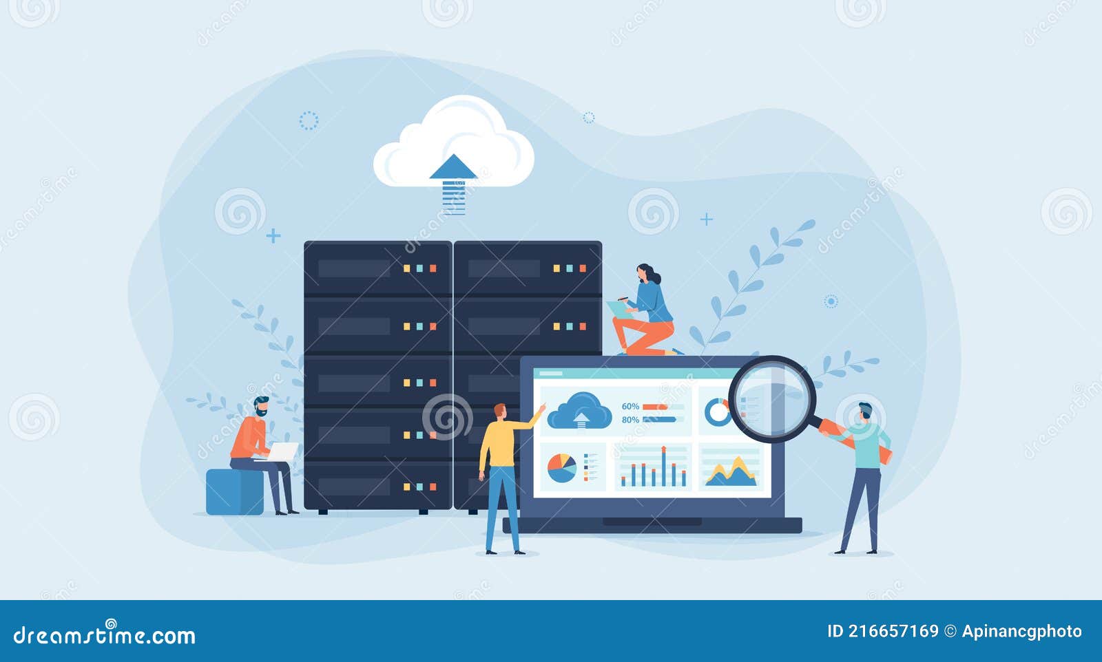 Business Technology Cloud Computing Service Concept and Datacenter Storage Server Connect on ...