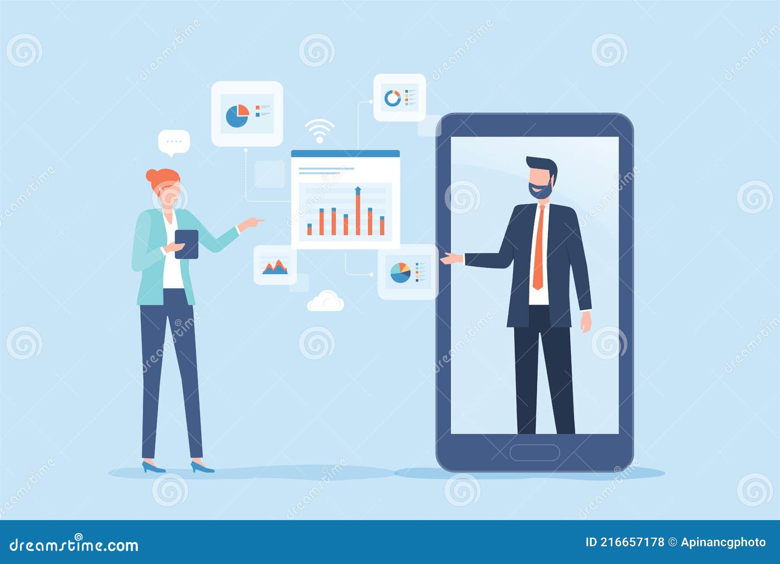 Flat Vector Business Online Financial Advisor and Online Investment ...