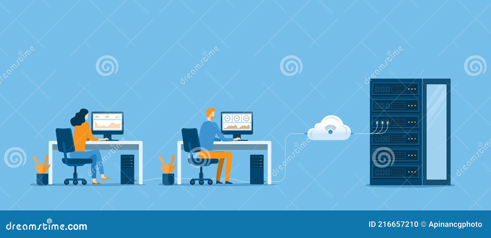 Business Technology Cloud Computing Service Concept and Datacenter Storage Server Connect on ...