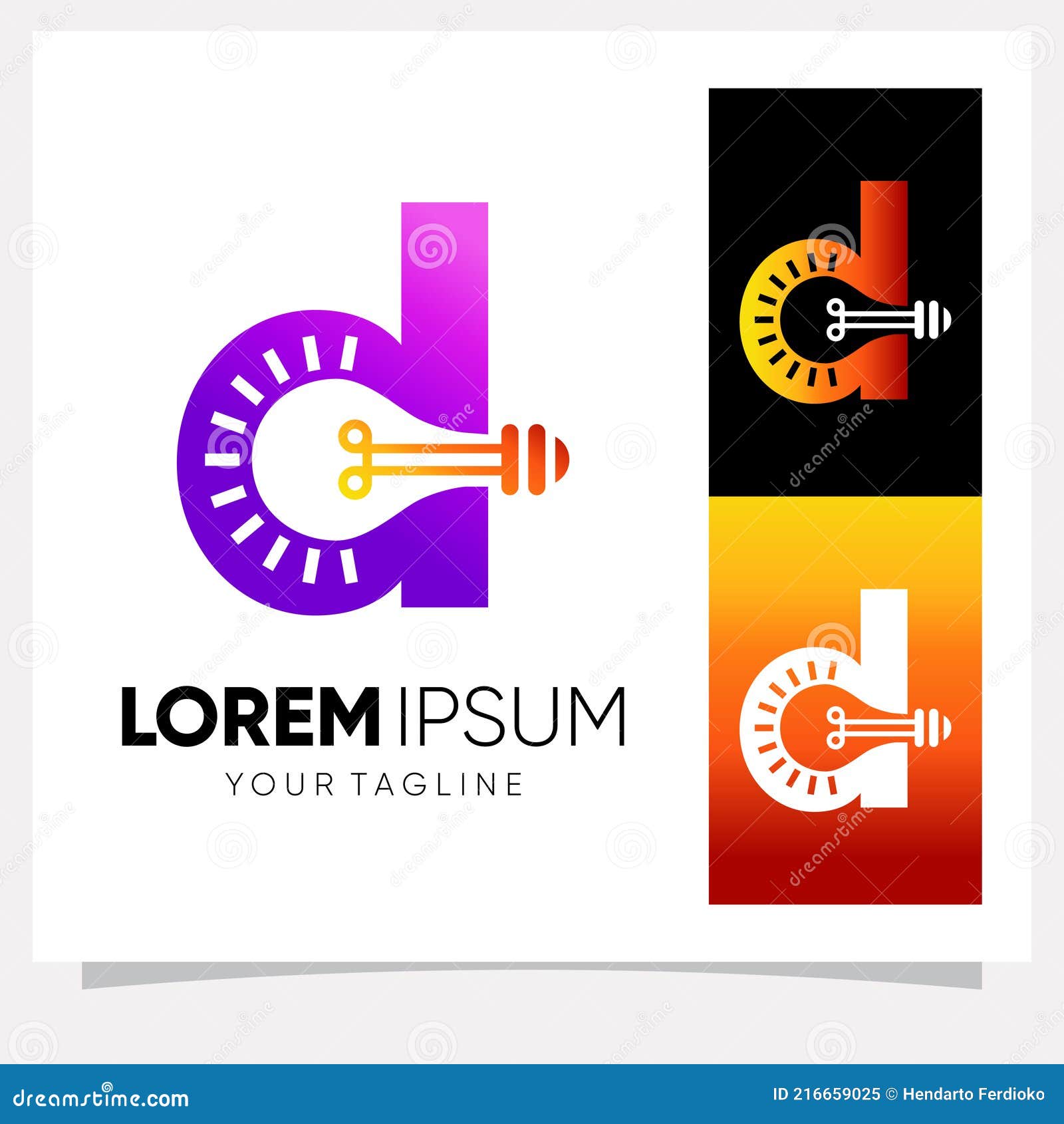 Initial Letter D Smart Light Bulb Logo Design Vector Graphic Stock ...