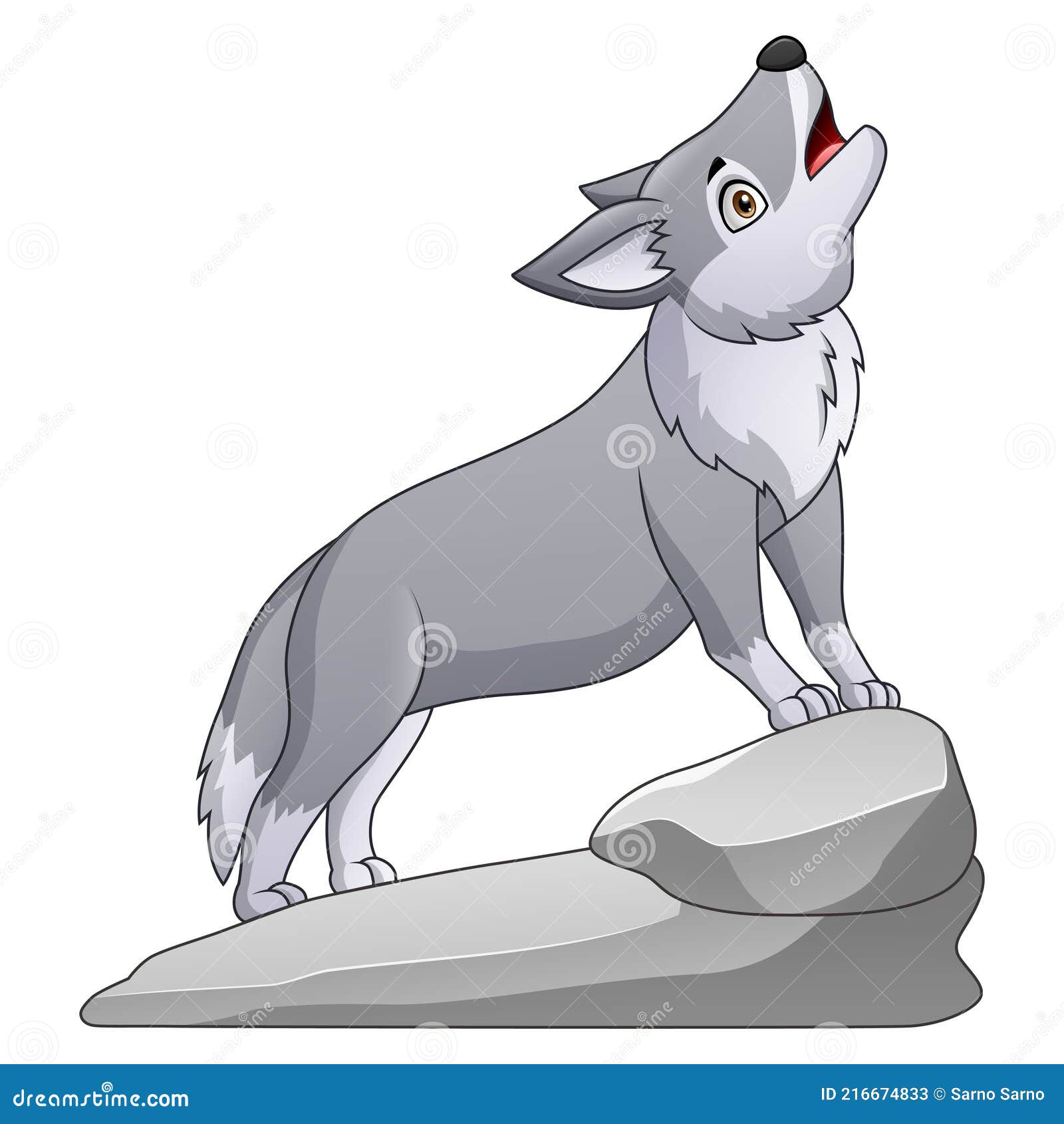 Cartoon wolf howling stock vector. Illustration of isolated - 216674833