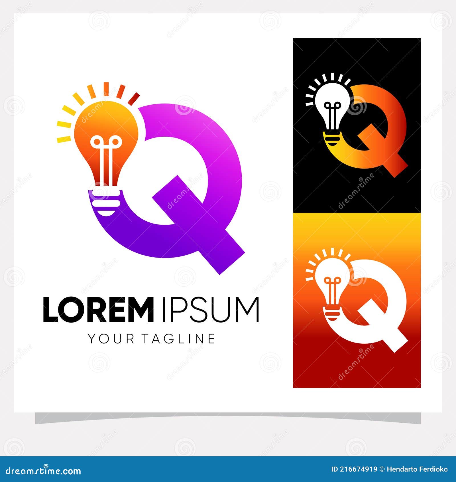 Initial Letter Q Smart Light Bulb Logo Design Vector Graphic Stock ...