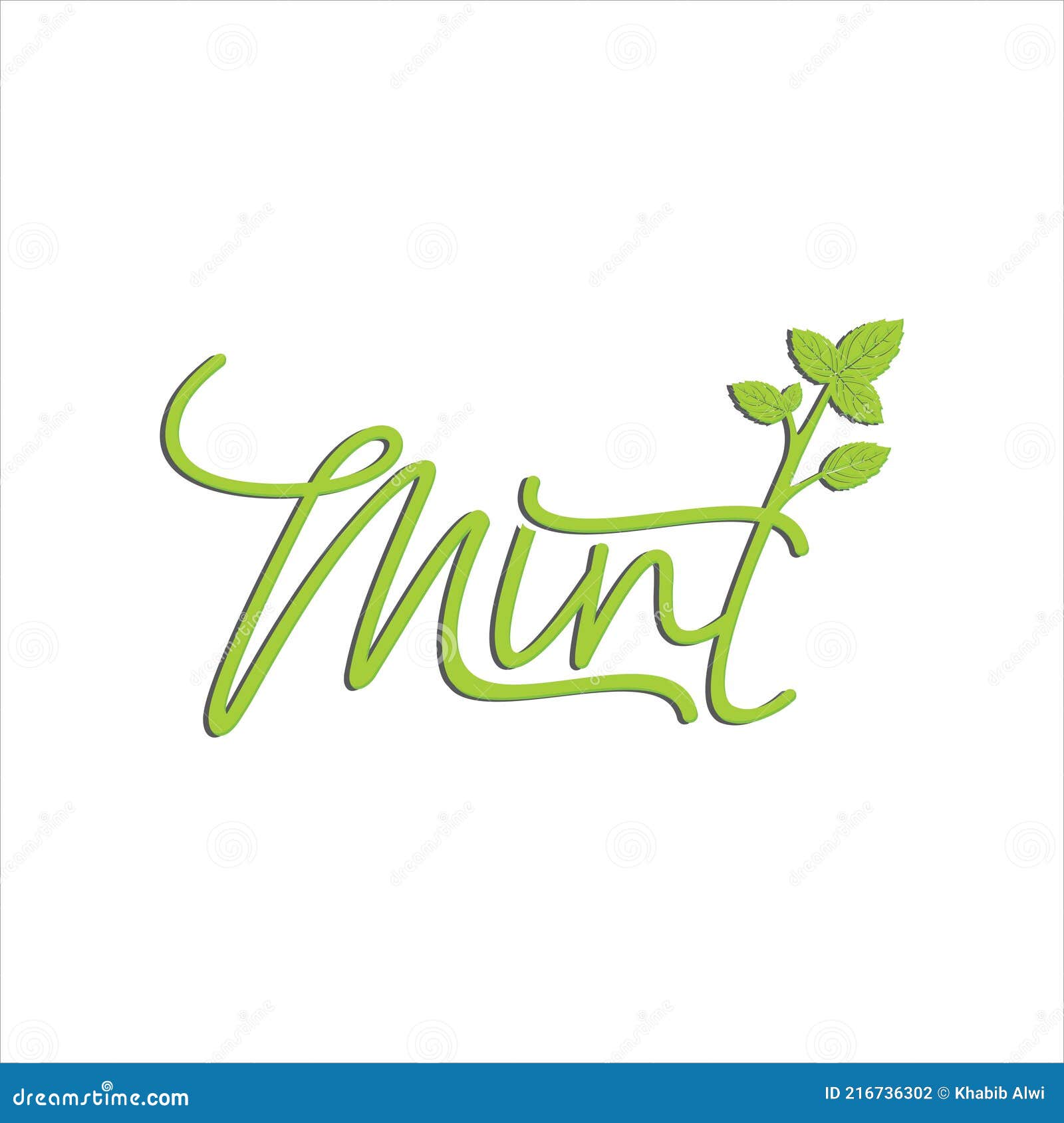 Mint Logo Lettering Leaf Plant Organic Stock Vector - Illustration of ...