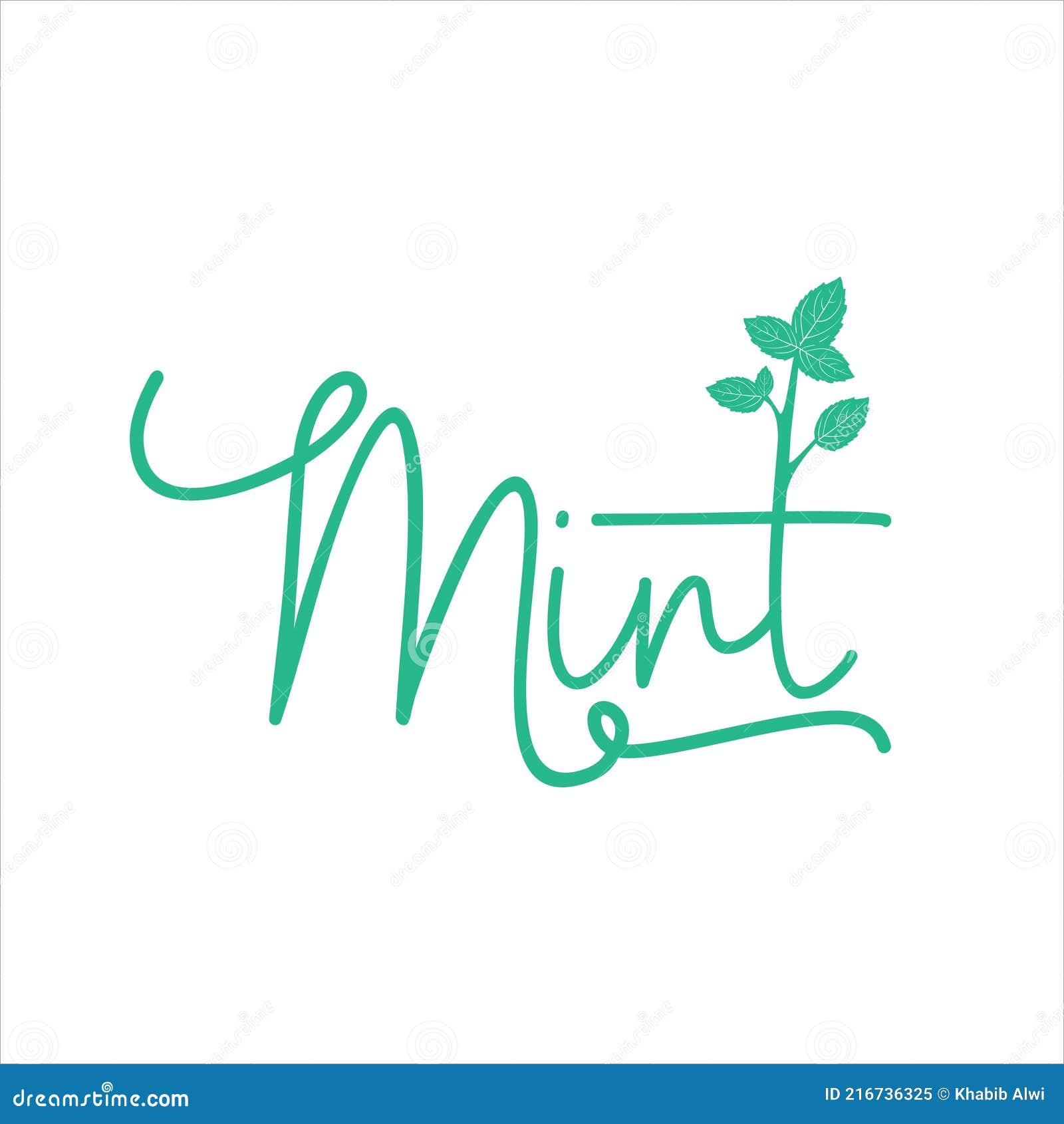 Mint Logo Lettering Leaf Plant Organic Stock Vector - Illustration of ...