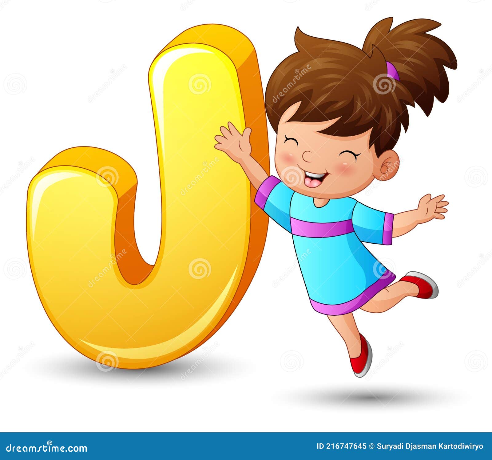 Illustration of Alphabet J with a Girl Jumping Stock Vector ...