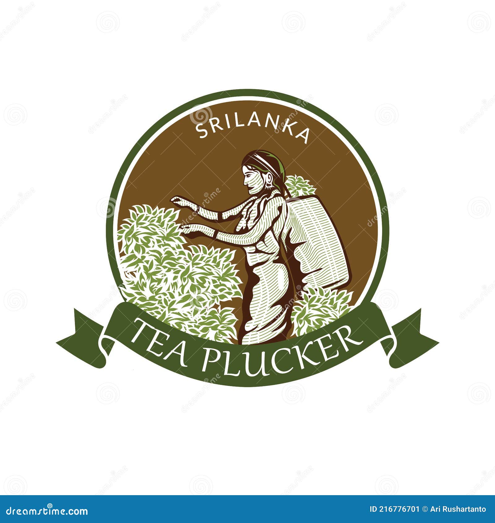 Tea Plucker Women Worker Logo Design Stock Vector - Illustration of ...