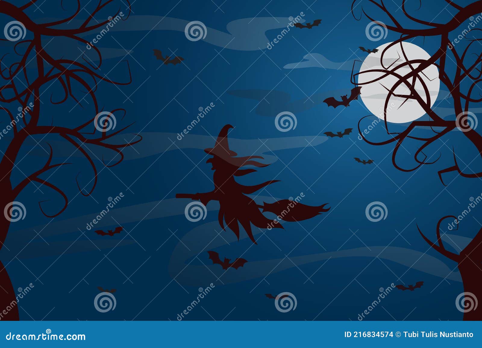 Moonlight Halloween Night Sky Background Vector Stock Vector ...
