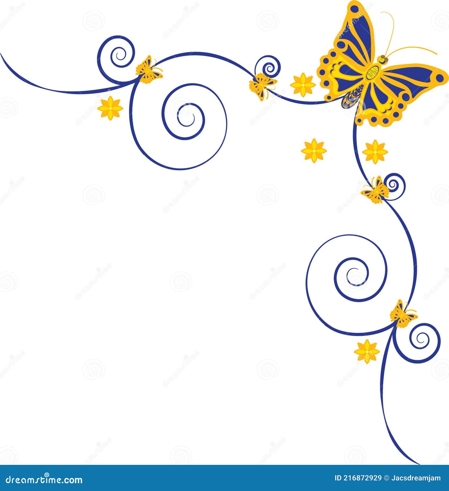Right Blue and Yellow Butterfly Corner Border Stock Illustration ...