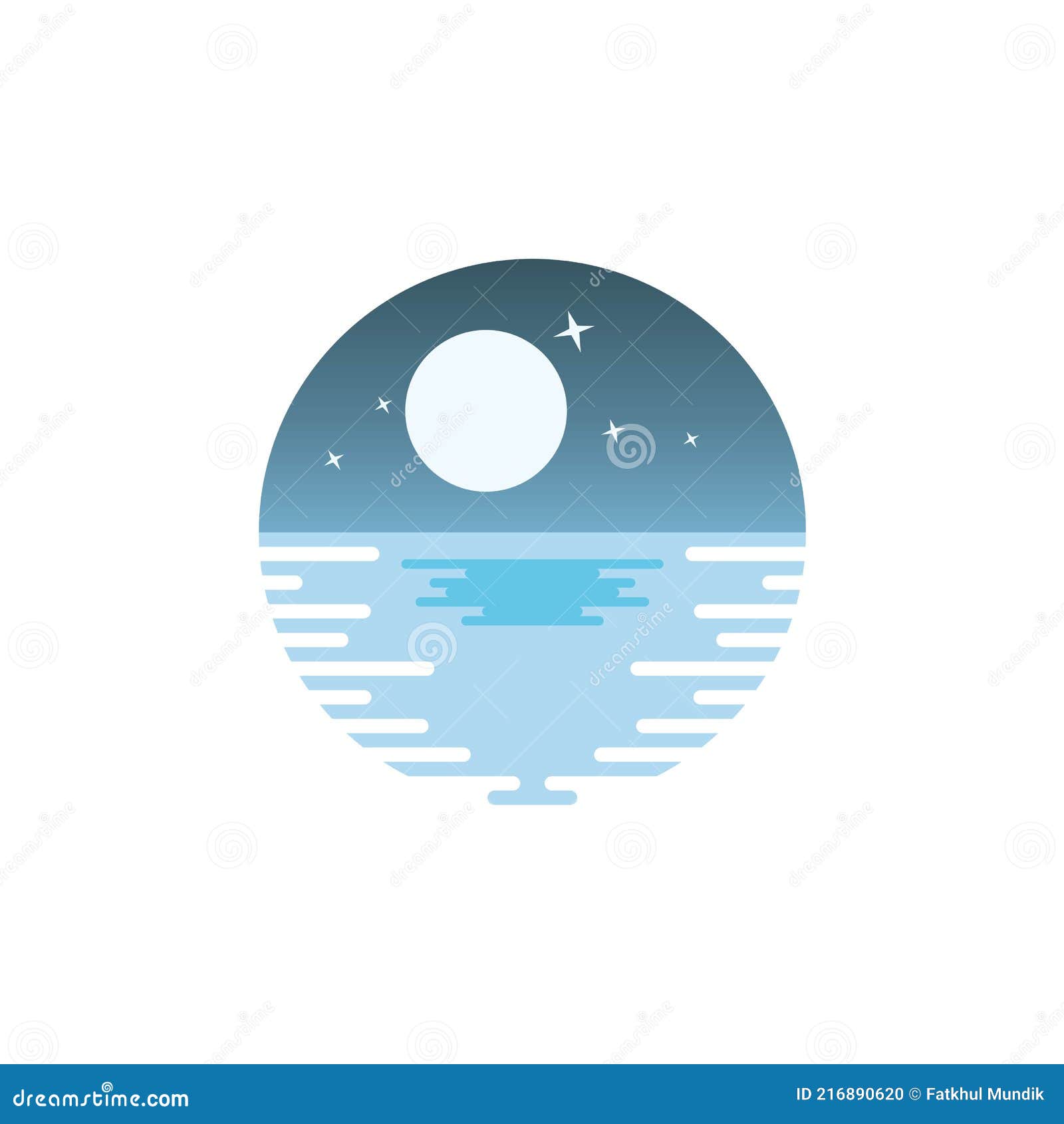 Illustration Vector Graphic of Moon Night Sea Stock Vector ...