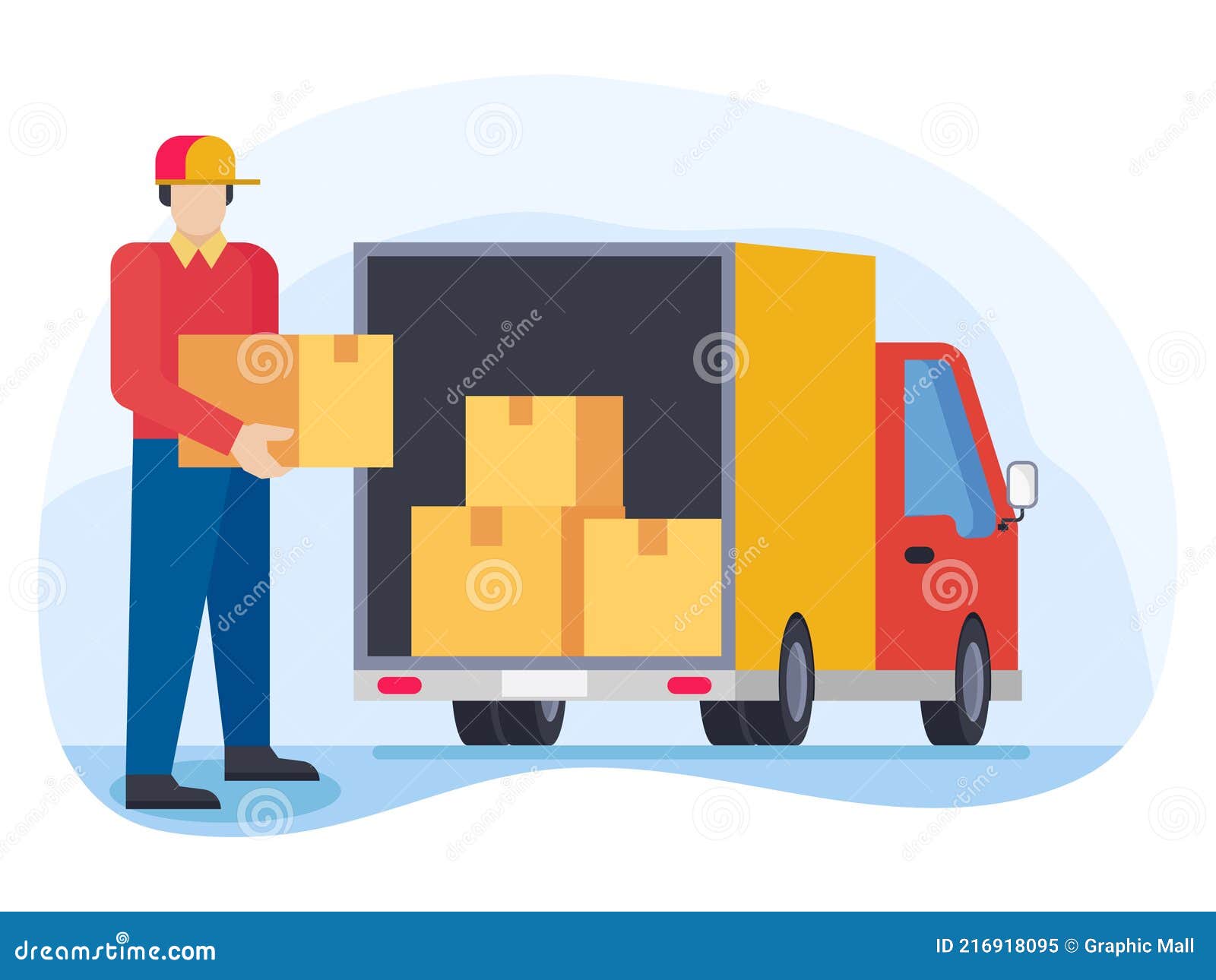 Delivery Person Loading Parcels in Truck Stock Vector - Illustration of ...