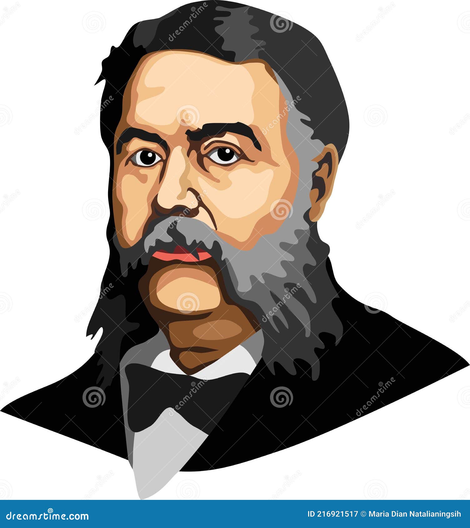 Chester A. Arthur.Vector Illustration.Black And White Drawing ...