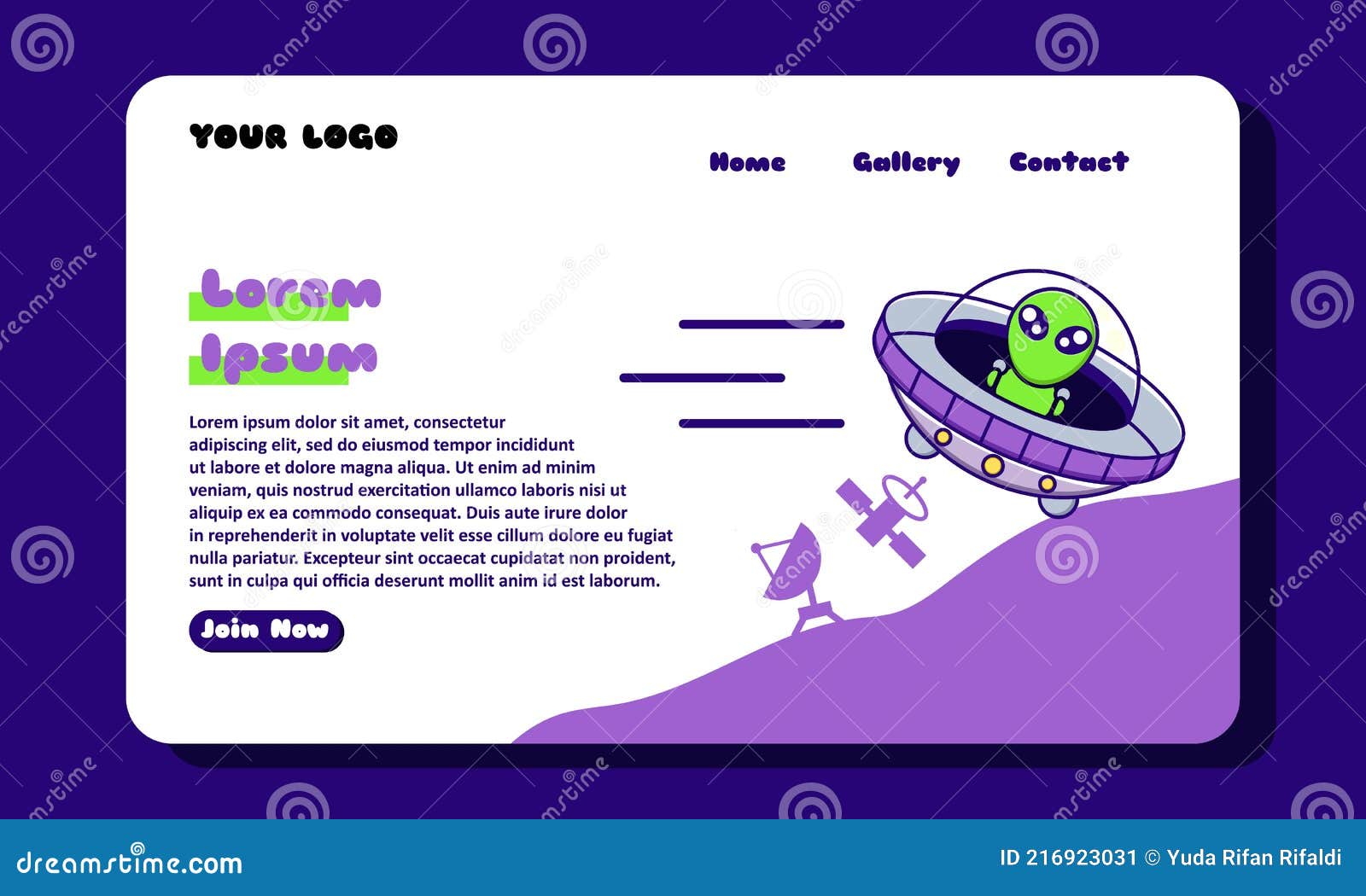 Ufo and Alien Themed Website Landing Page Design, Unique and Cute Stock ...