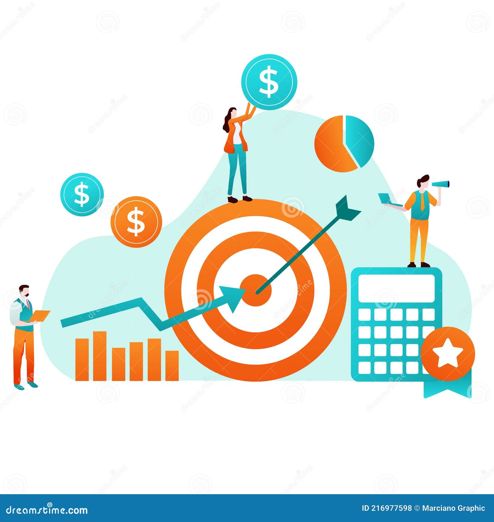 Target Business Illustration. Successful Professional Team Hitting ...