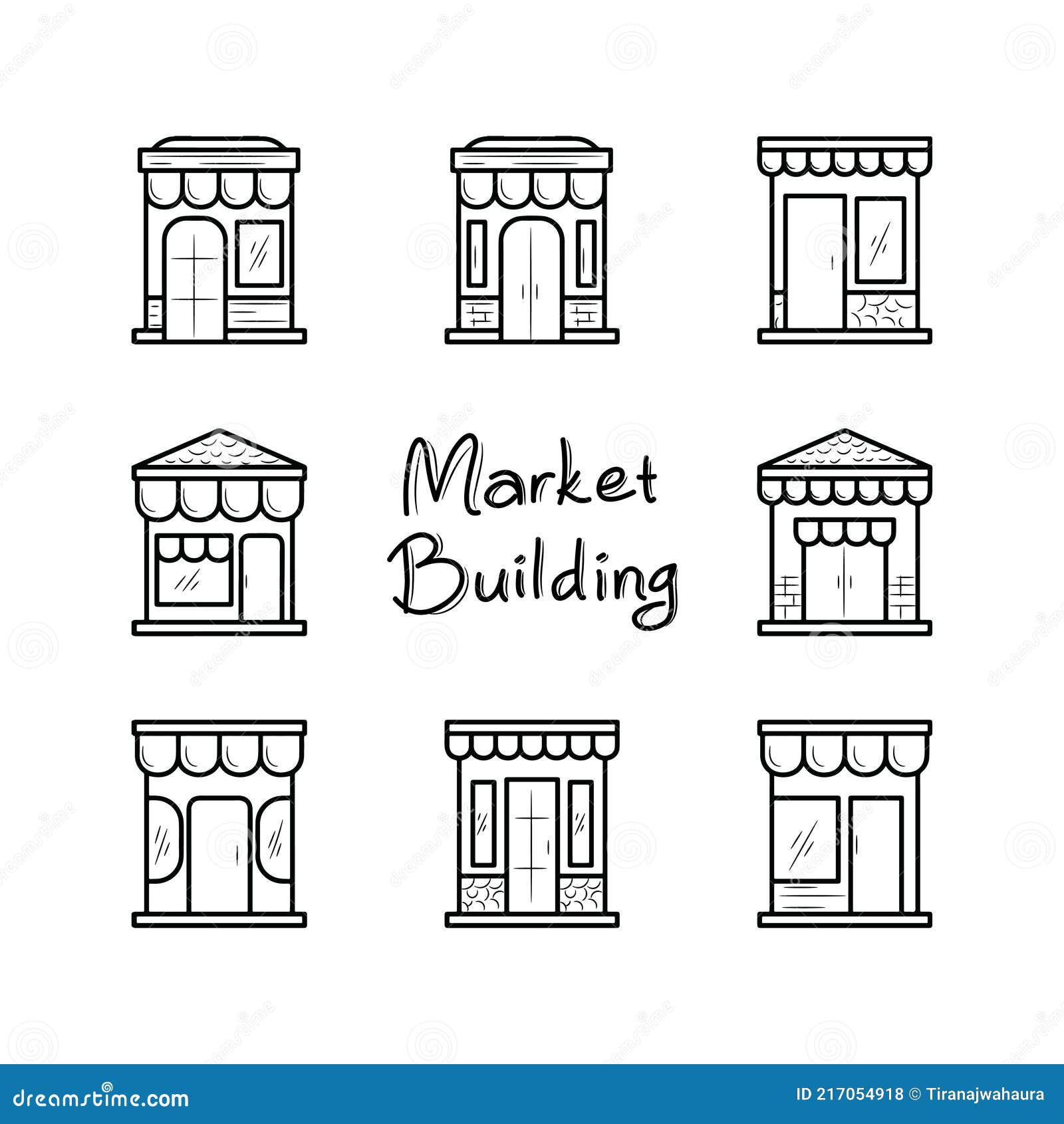 Hand Drawn of Market Building Vector Illustration Stock Vector ...