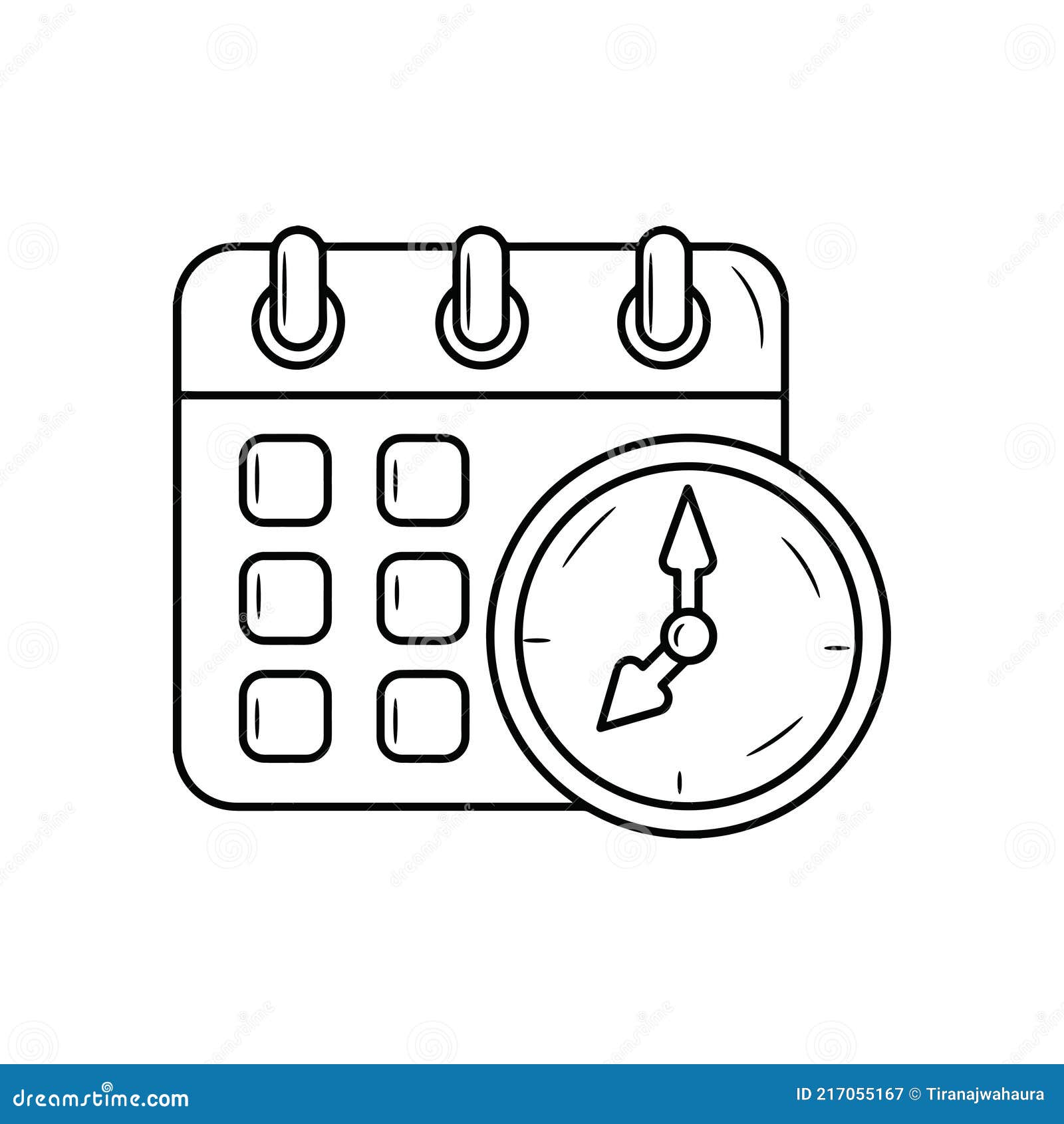 Calendar With Clock Icon Vector Symbol Isolated, Flat Cartoon Schedule ...