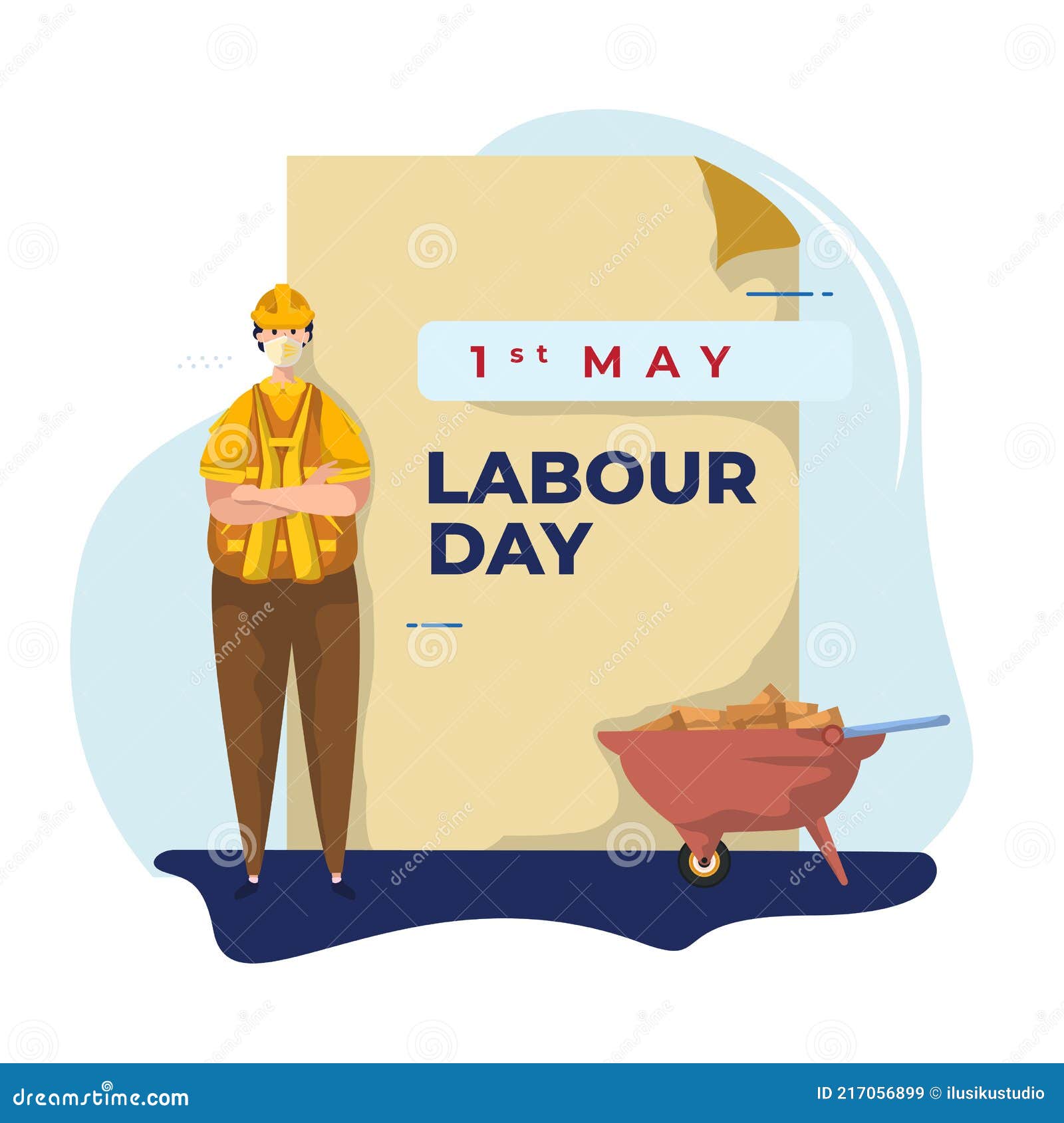 Builder Man Character for Labor Day Greetings Stock Vector ...