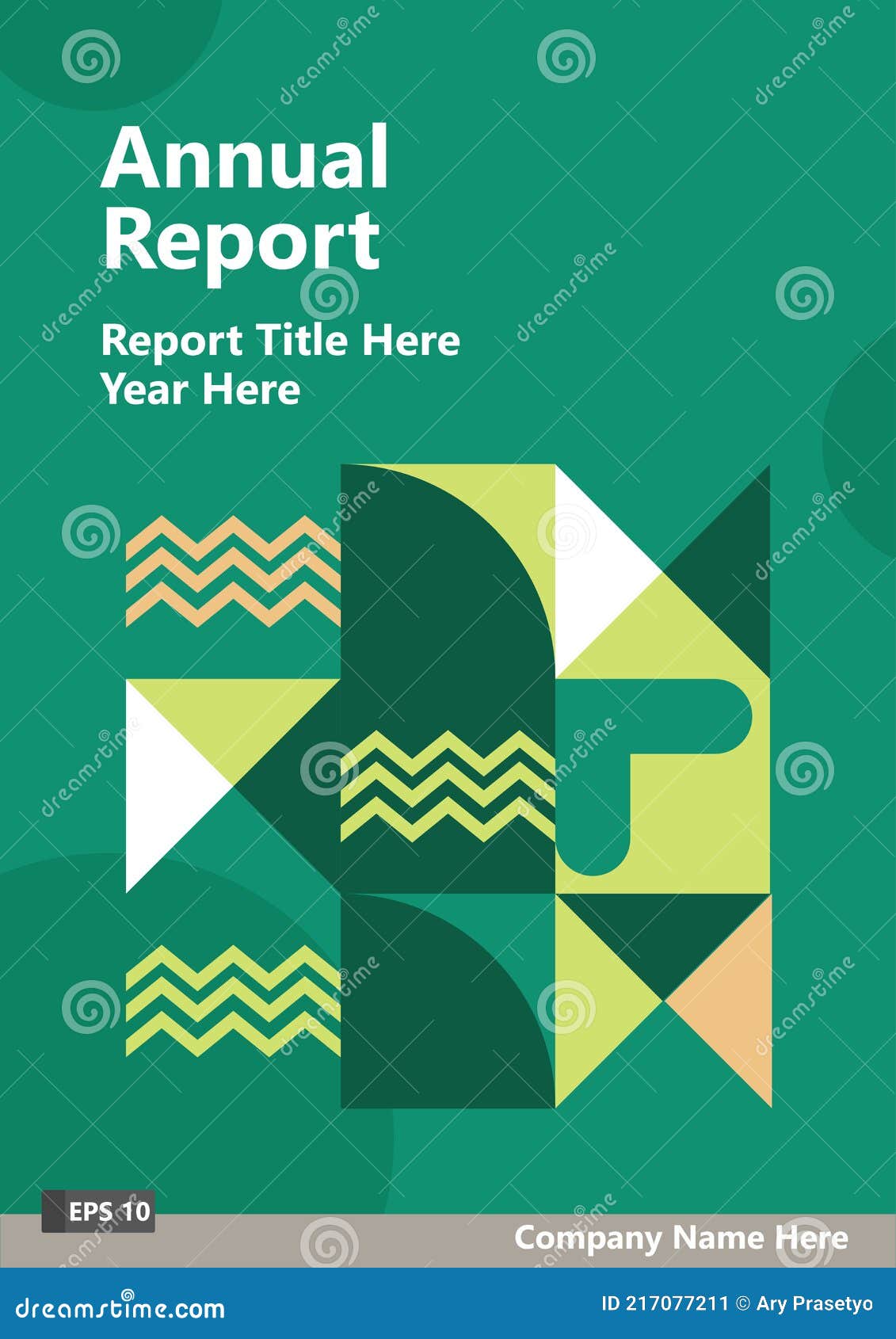 Annual Report Cover with Green Color Theme Stock Vector - Illustration ...