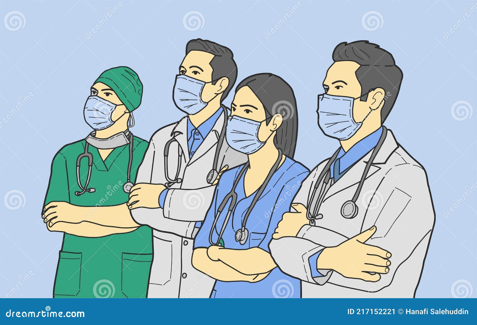 Medical teamwork stock illustration. Illustration of mask - 217152221