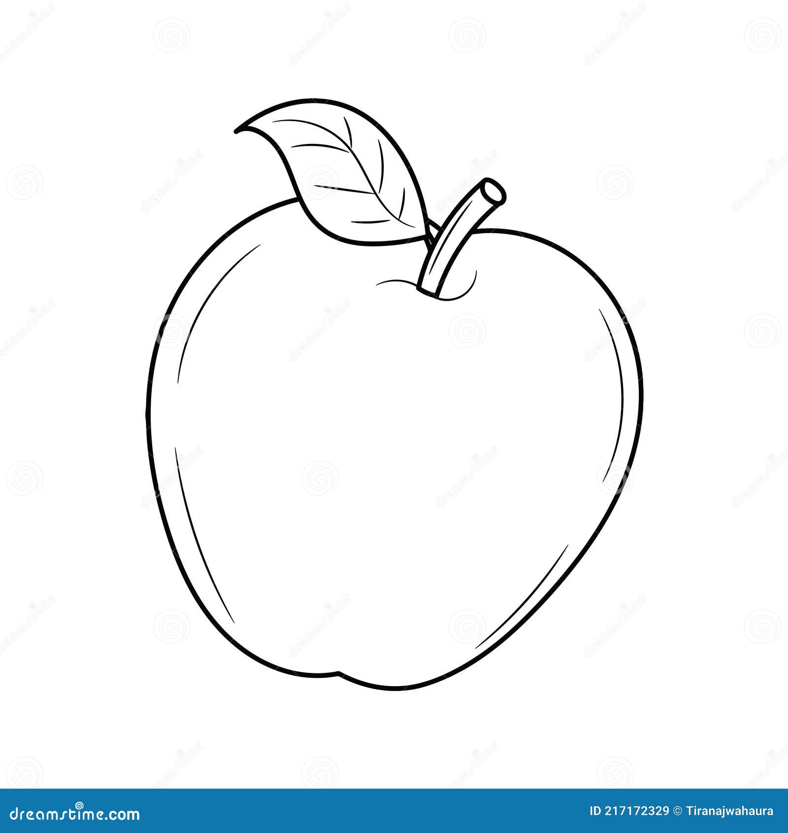 Cut Apple Outline In Cartoon Style, Cut Apple Outline For Coloring ...