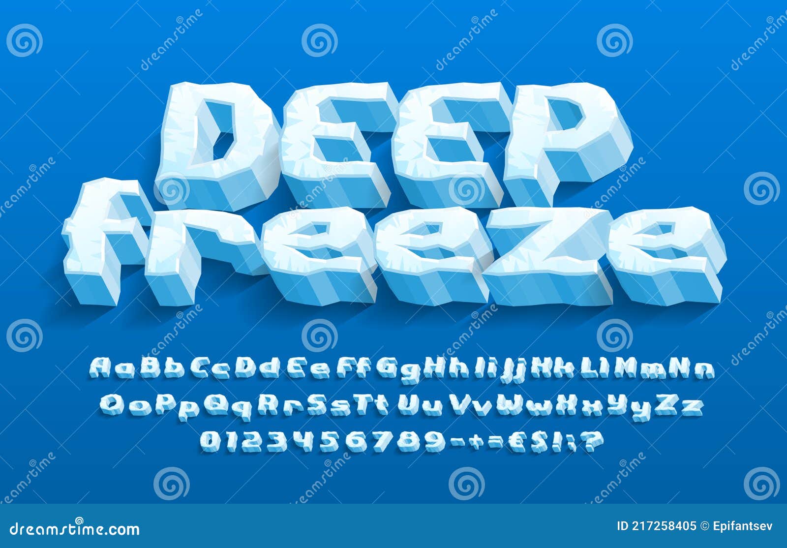 Deep Freeze Alphabet Font. 3D Cartoon Ice Letters, Numbers and ...