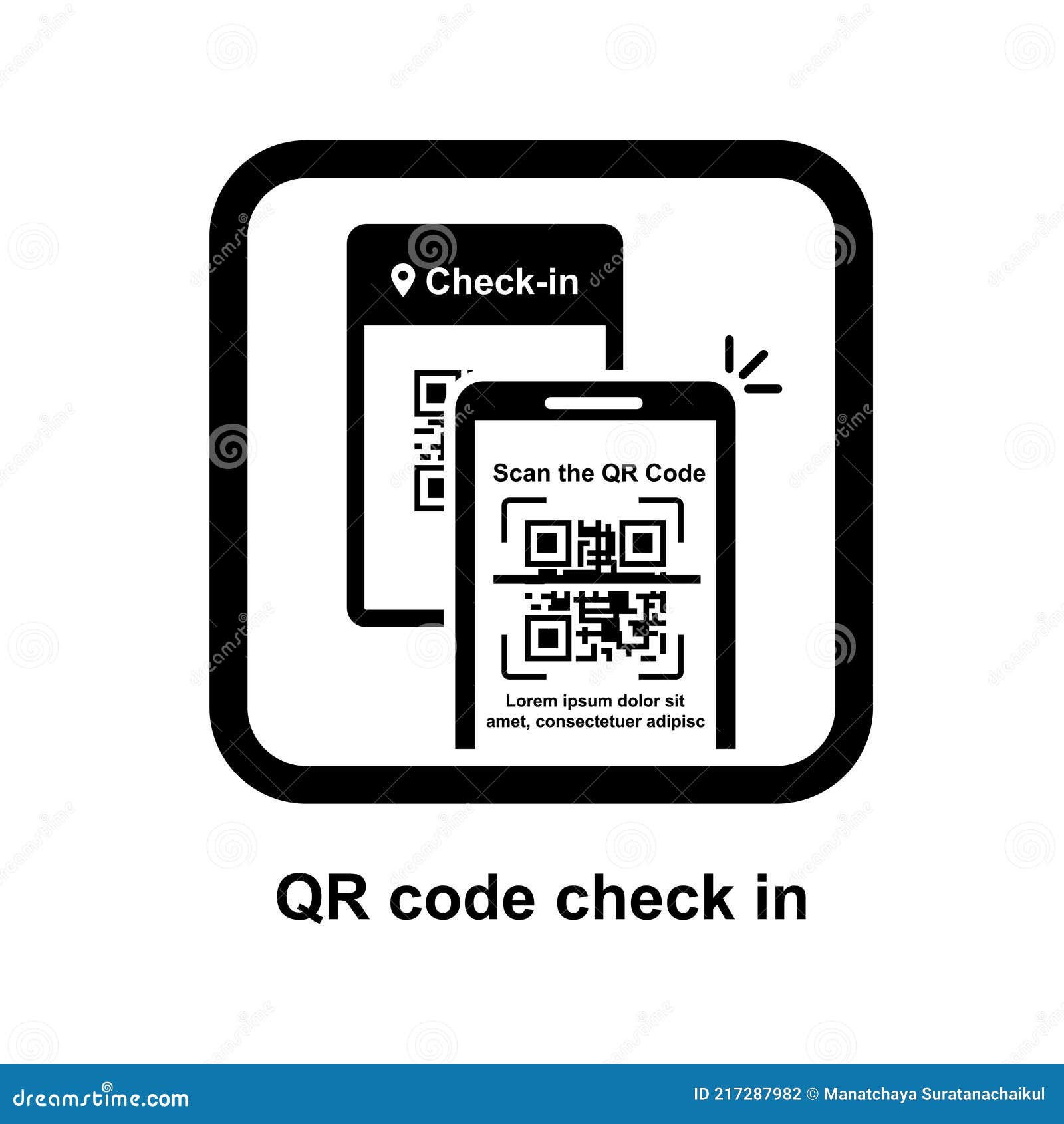 Qr Code Check-in, Scanning At Cinema Entrance, Vector Illustration ... Qr Code Check-in, Scanning At Cinema Entrance, Vector Illustration ...