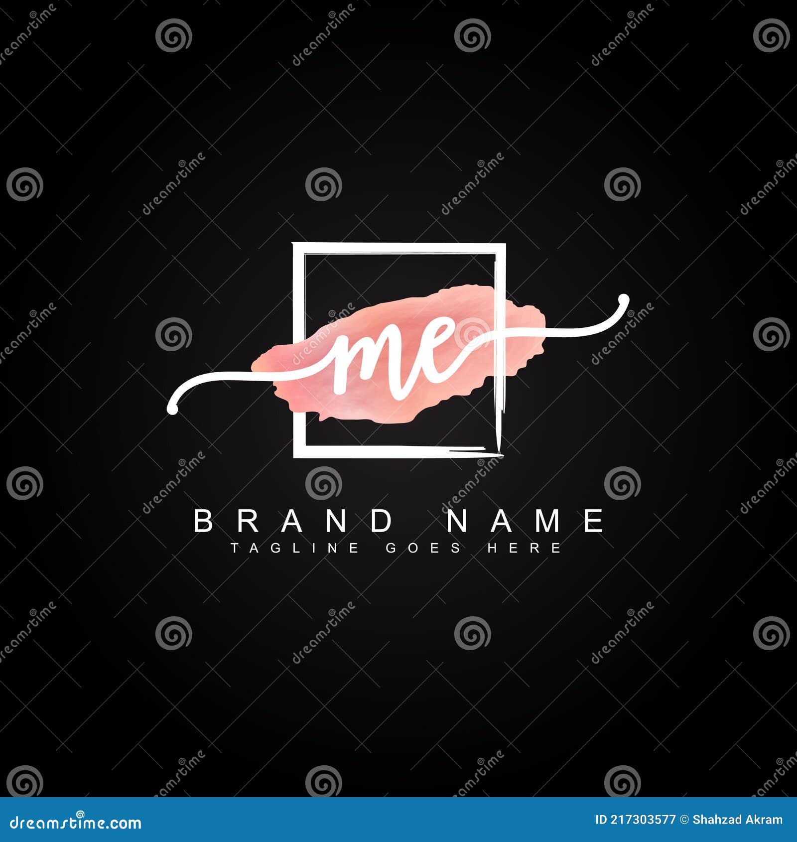 Handwritten Signature Logo for Initial Letter ME - Watercolor ...