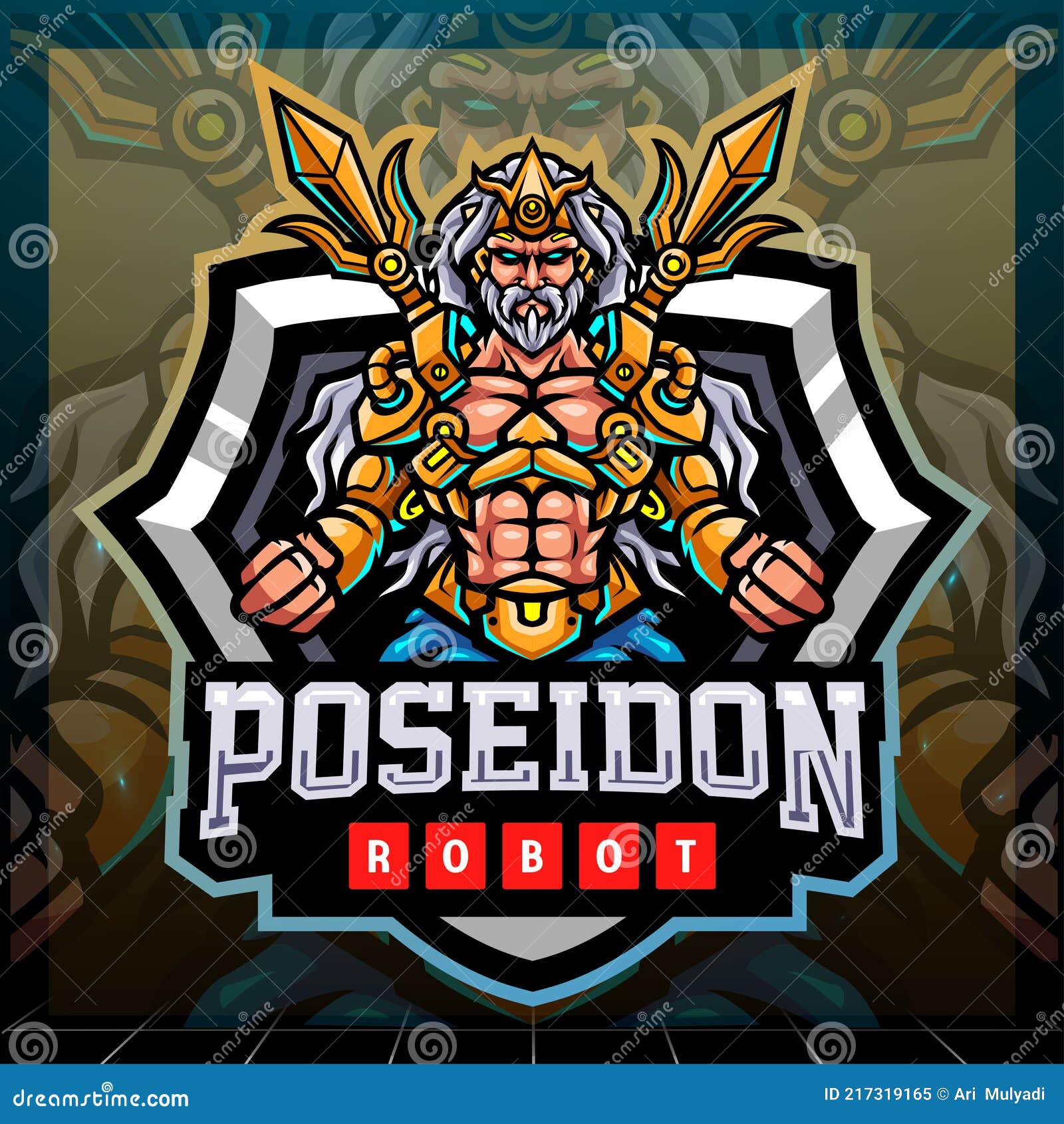 Greek God Robot Forging Lighting Bolt On A Cloud Vector Illustration ...