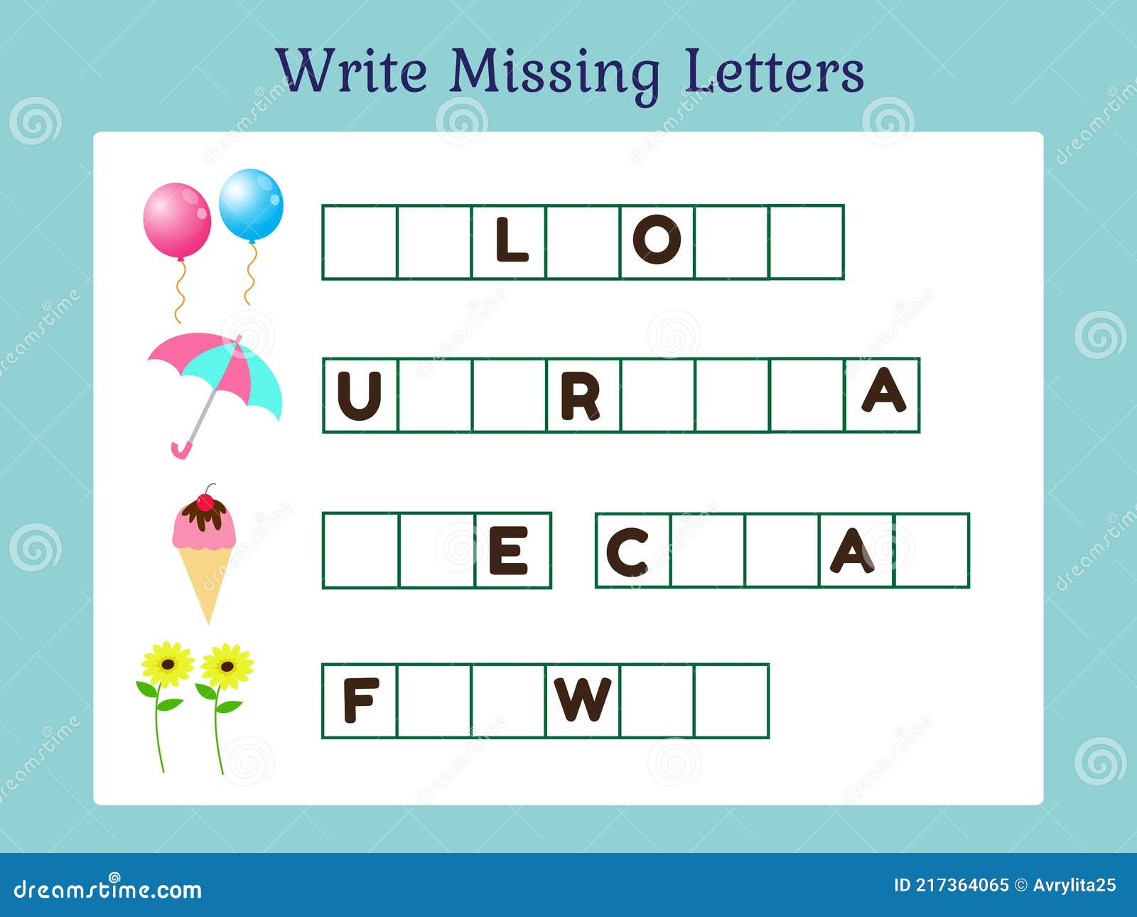 Write Missing Letters Game for Kids. Perfect for Children Activity ...