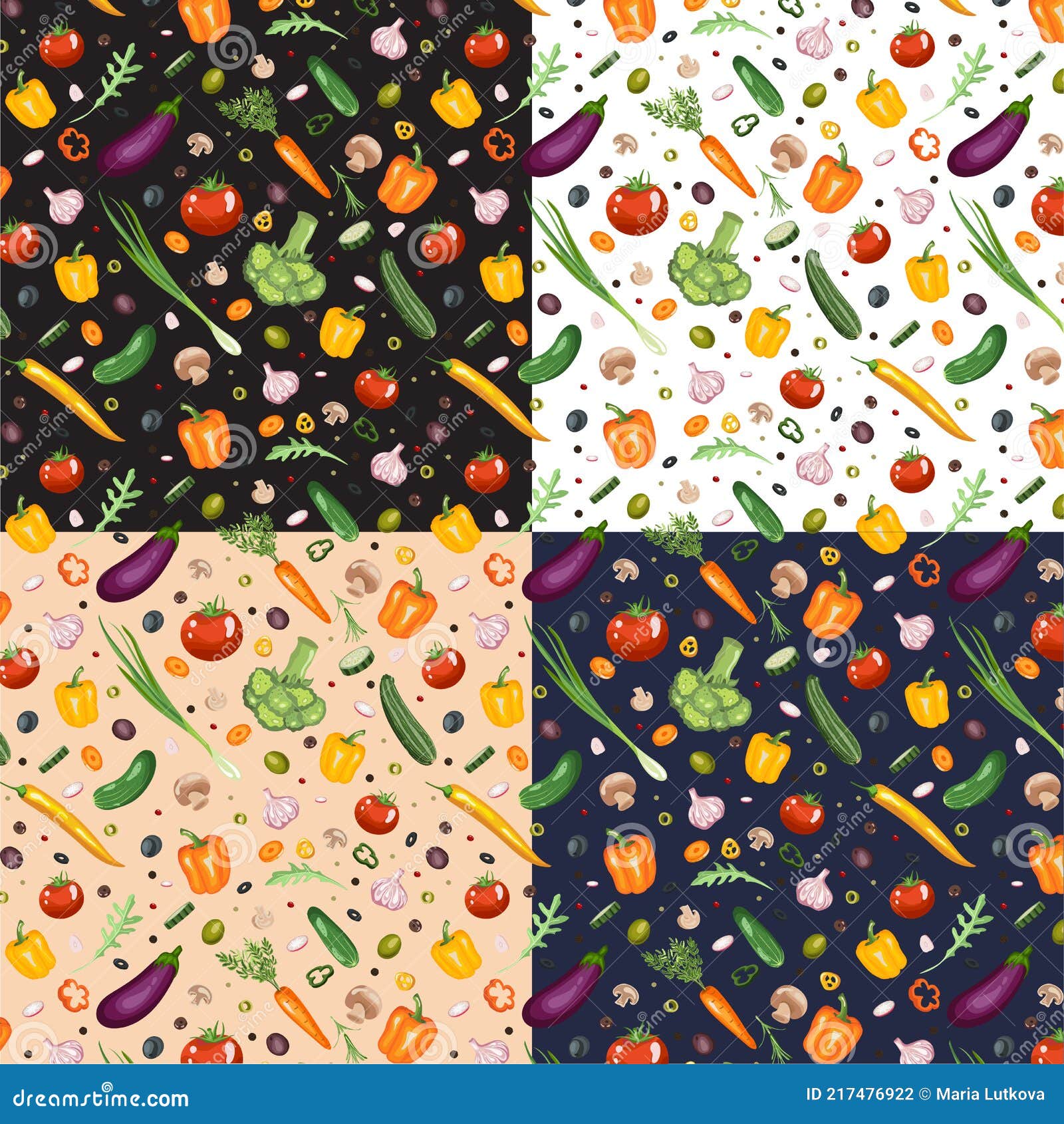 Seamless Pattern with Colored Vegetables. Vector Illustration for Your ...